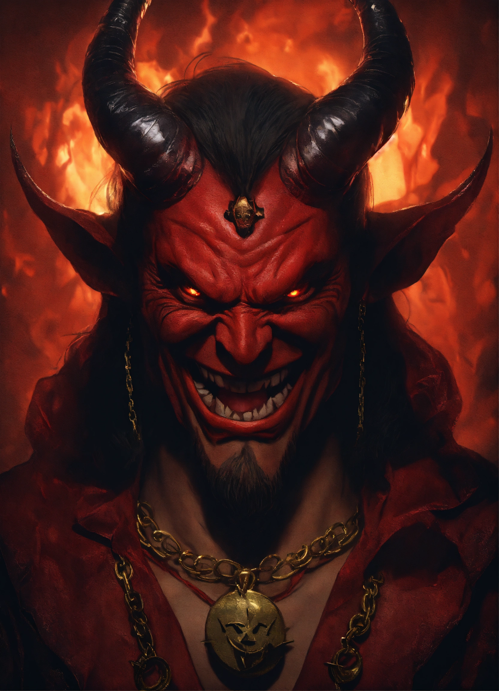 Lexica - Satan scheming something, evil grin on face