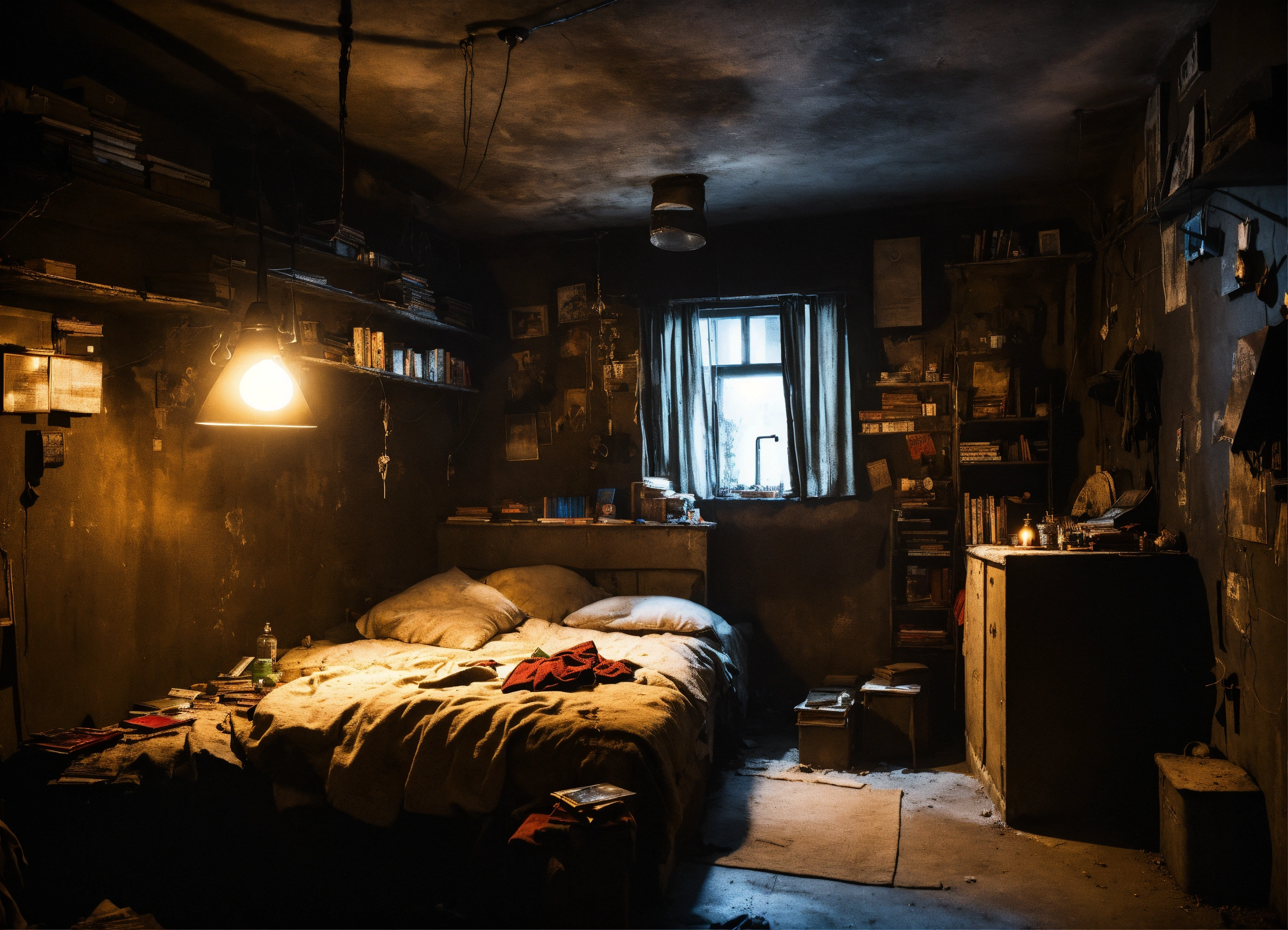 Lexica - An ultrarealistic dark photograph of a post-apocalyptic dark ...