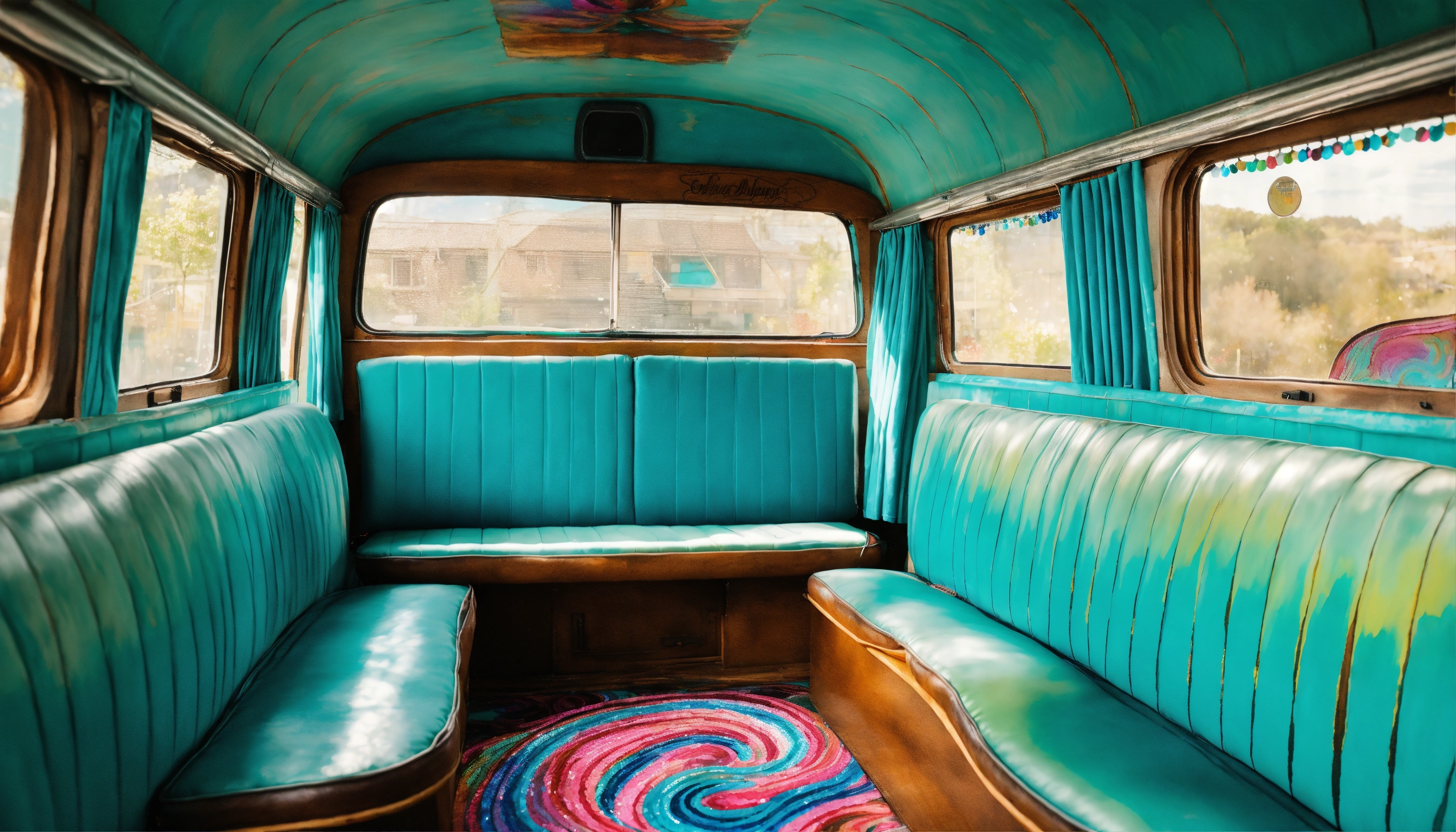 Lexica - Concept art of hyper realistic turquoise Volkswagen bus ...