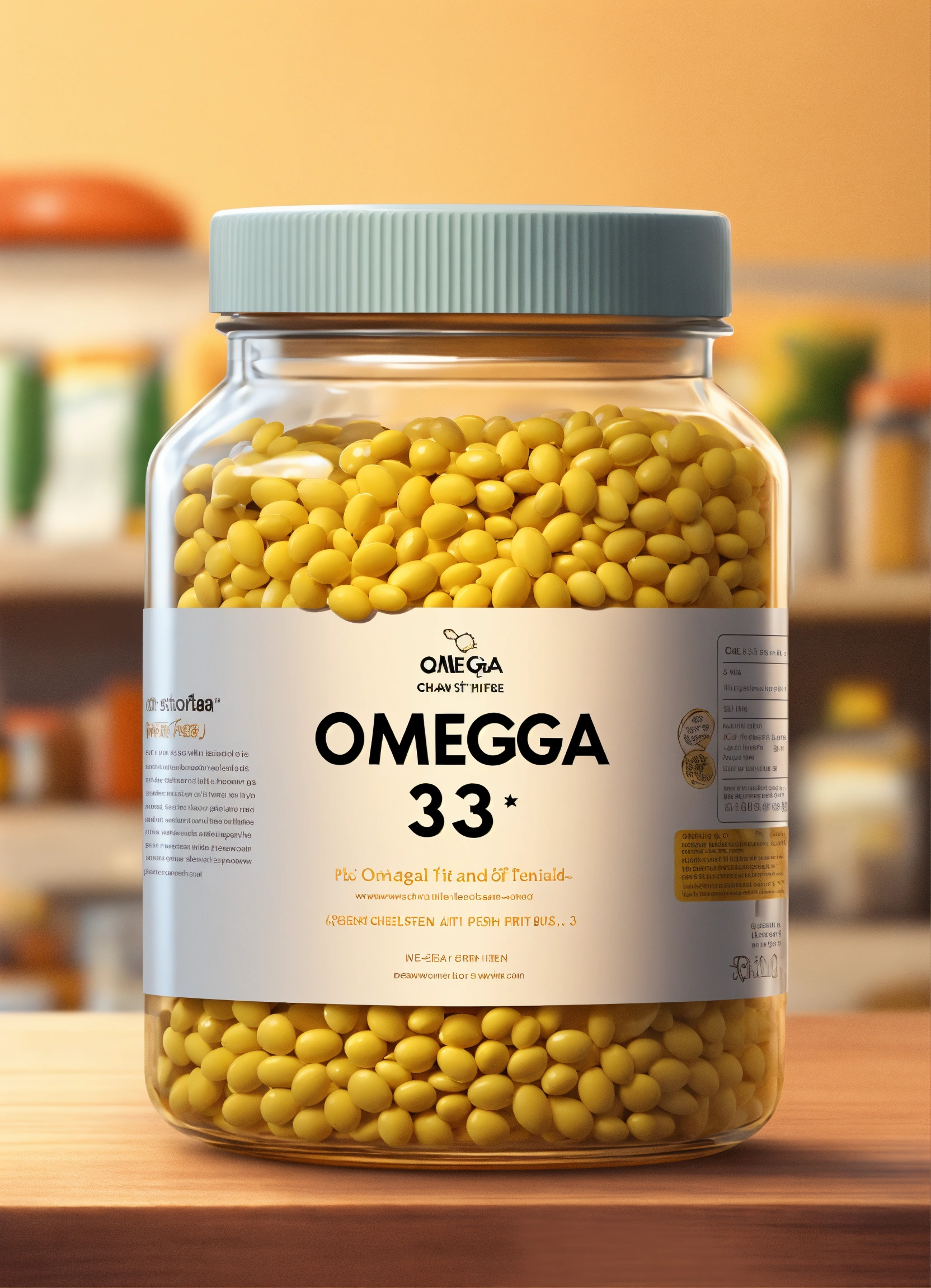 Lexica - One jar of omega-3 stands on a table with a white lid and a ...