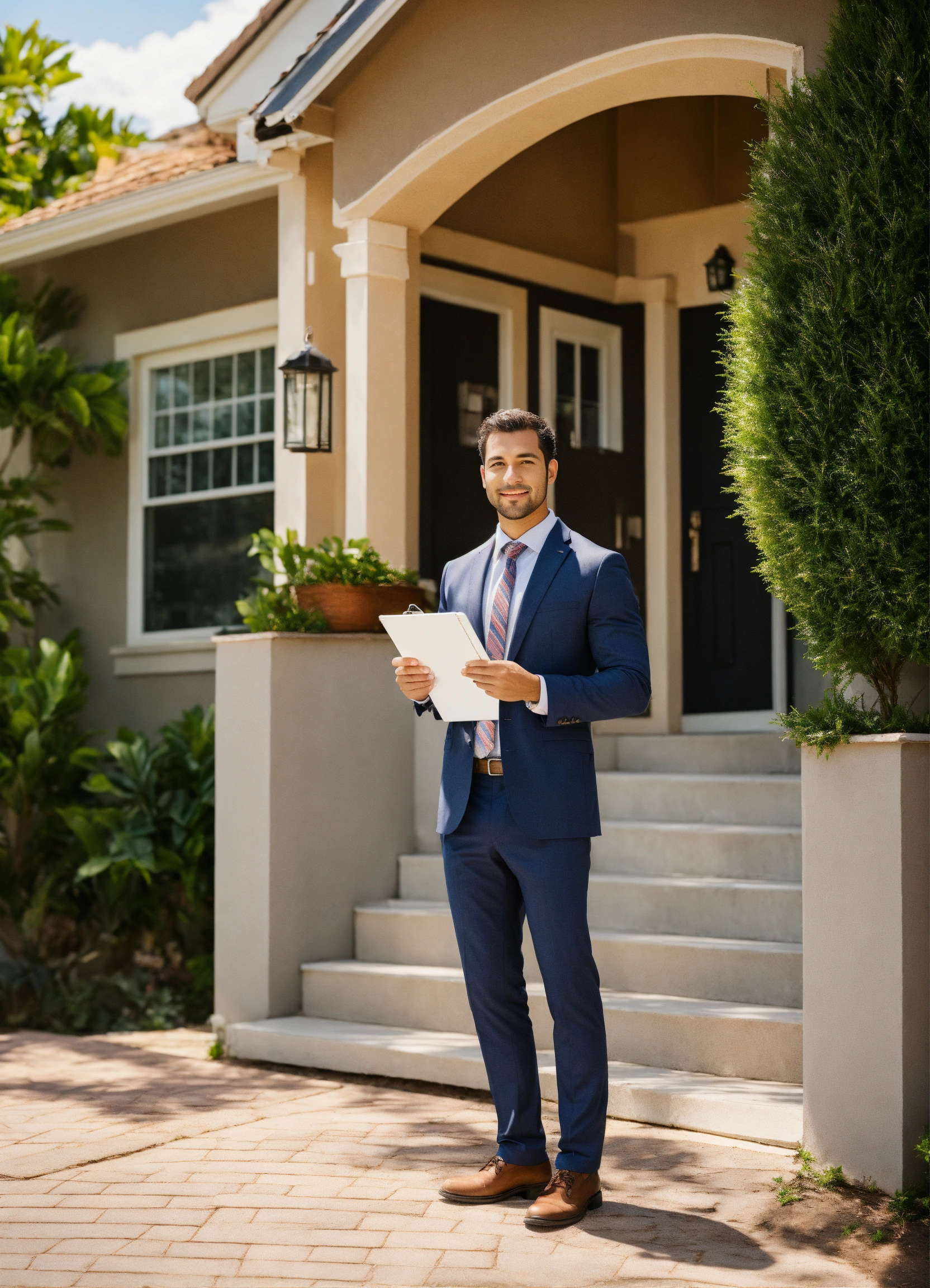 Lexica - Successful real estate agent standing in front of a house ...