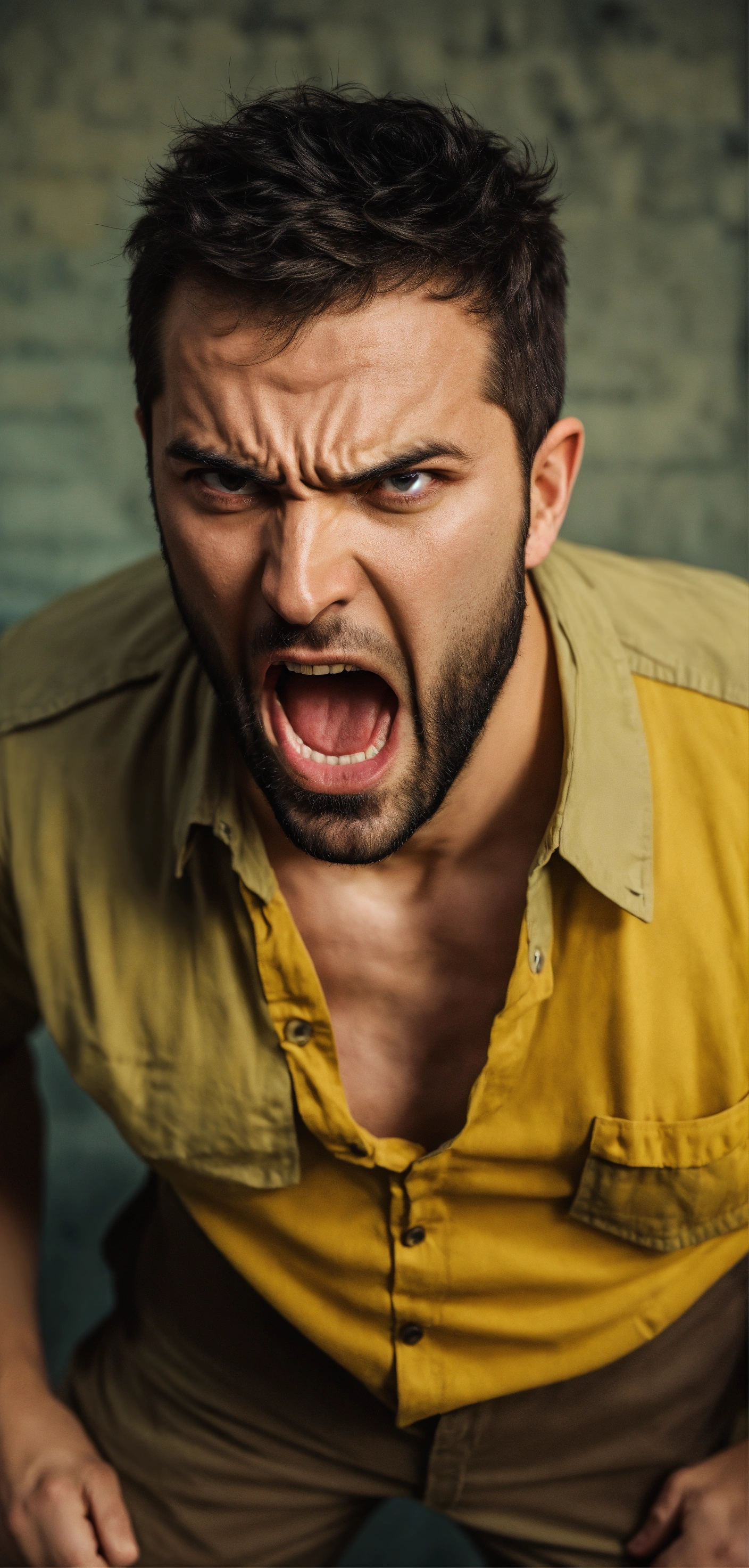 Lexica - A very angry man in his 30s, tyrant, in homemade clothes ...