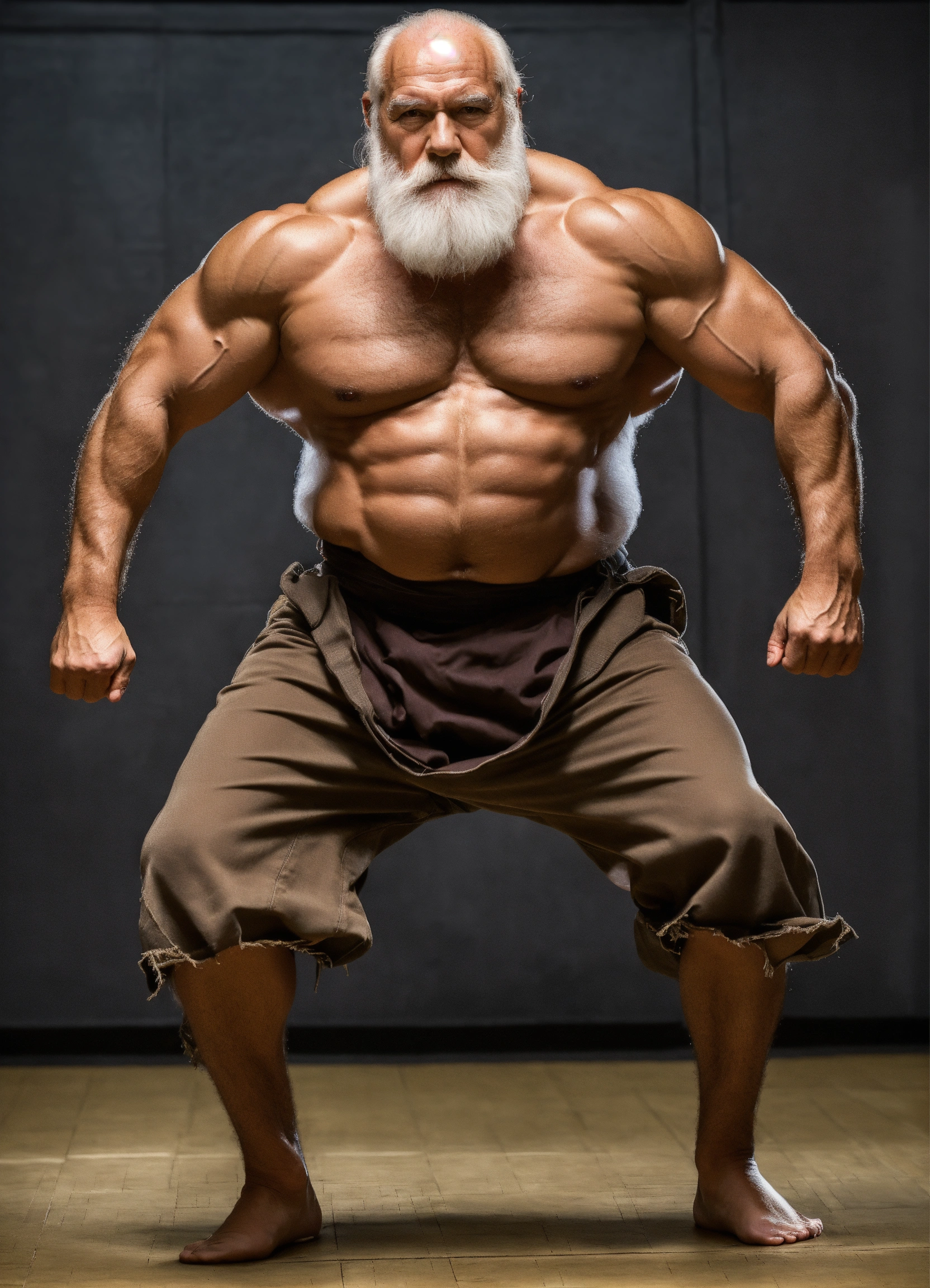 Lexica - An incredibly buff old man with a long white beard down to his ...