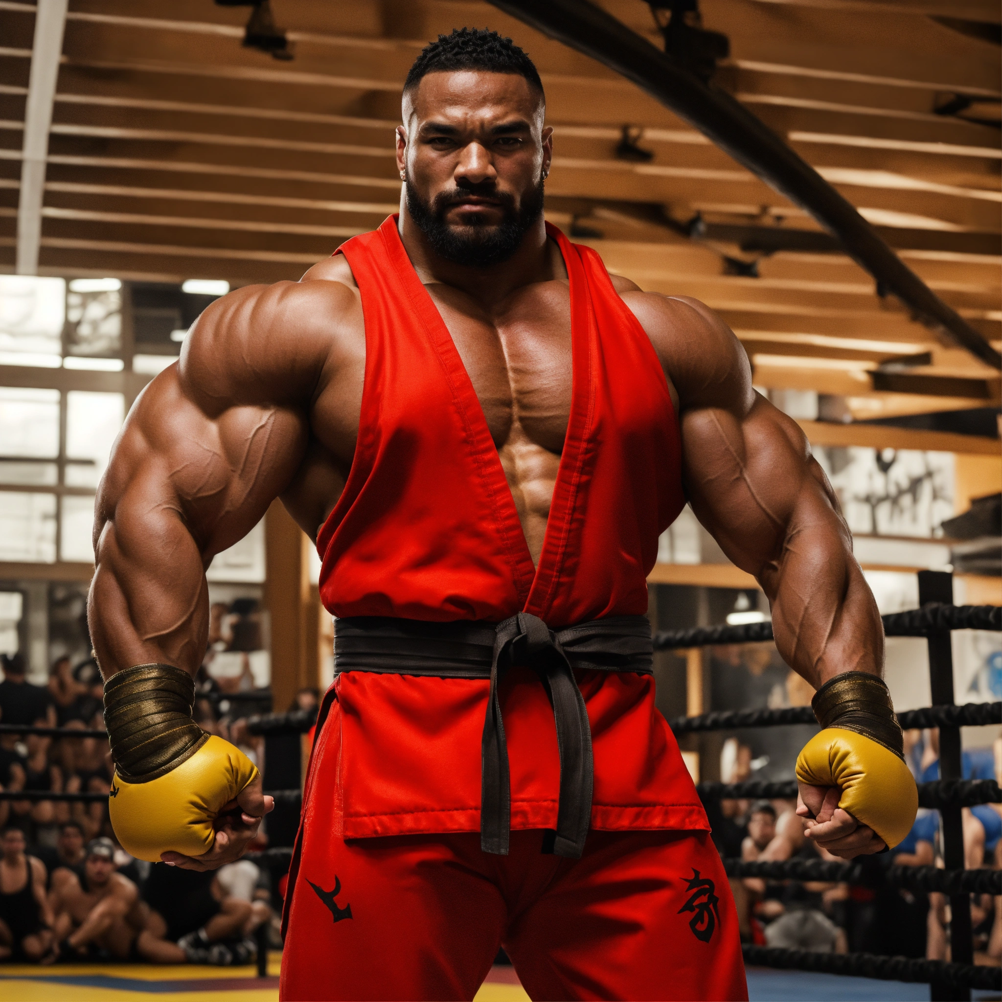 Lexica - 30-year-old wrestler with big muscles in a dojo, bodybuilder ...