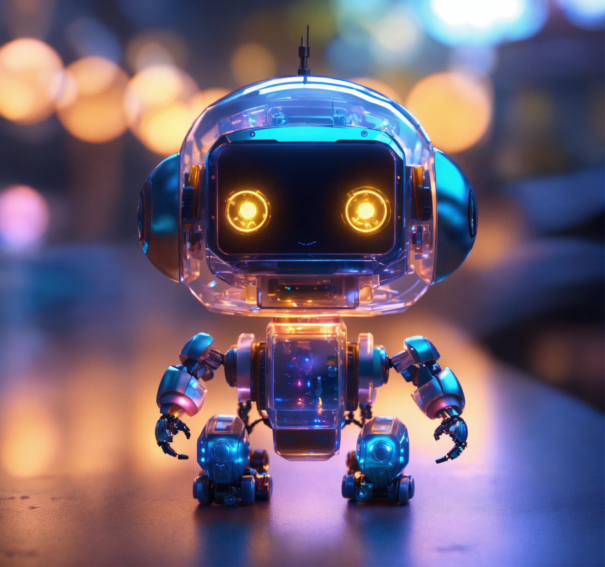 Lexica - Cute aesthetic, a (tiny cute translucent polycarbonate robot ...