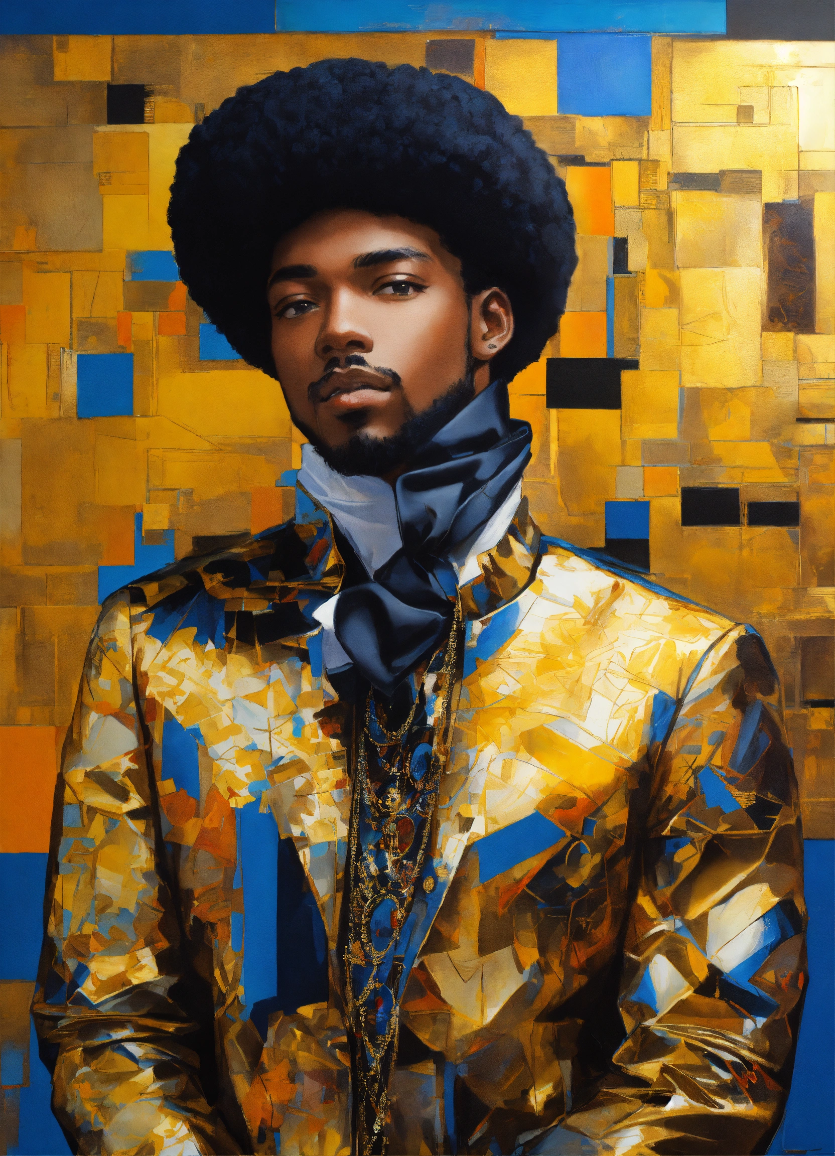 Lexica - Fashionable black male impressionism, baroque, foil, geometric ...