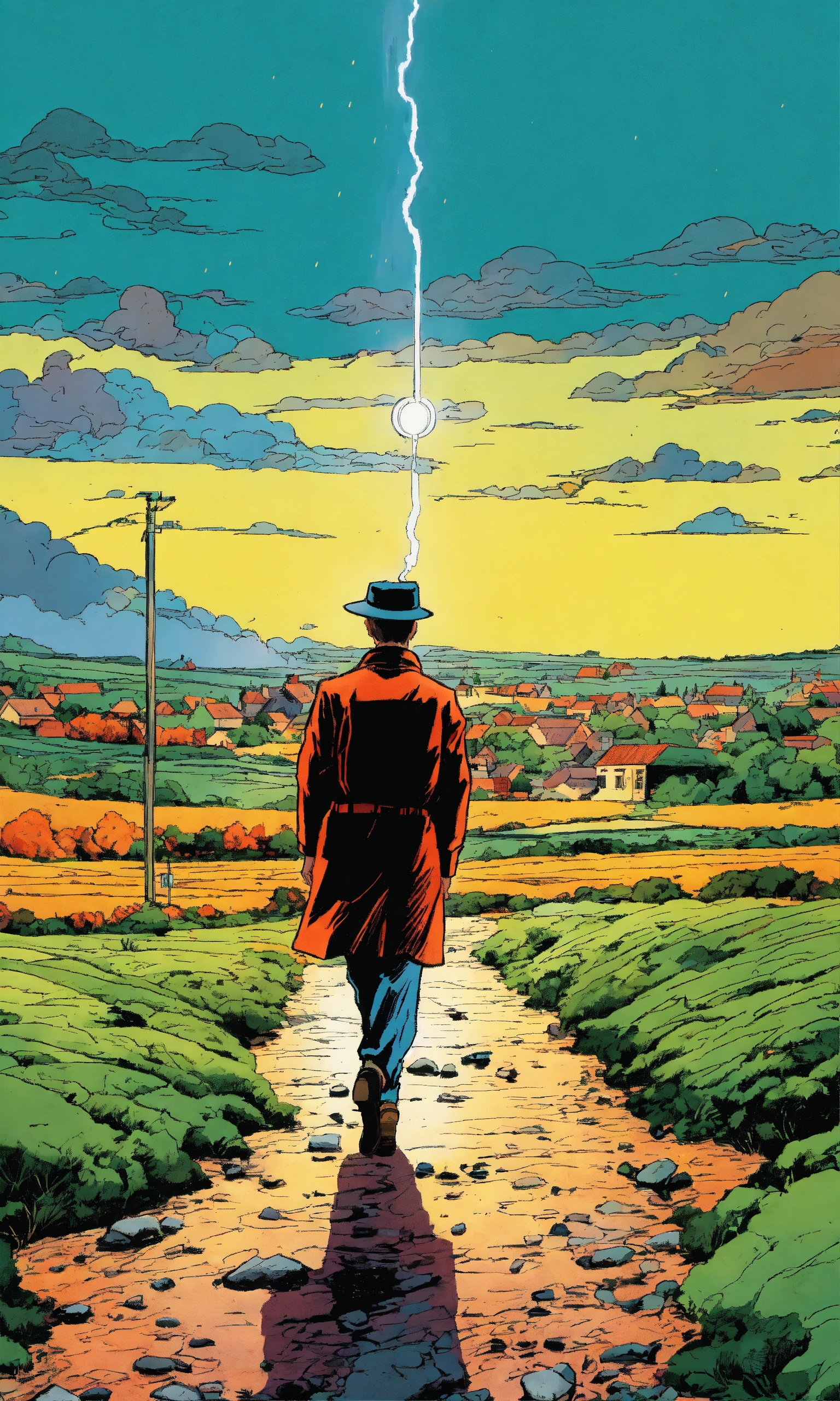 Lexica - Detailed, vibrant illustration of lighting striking a person ...