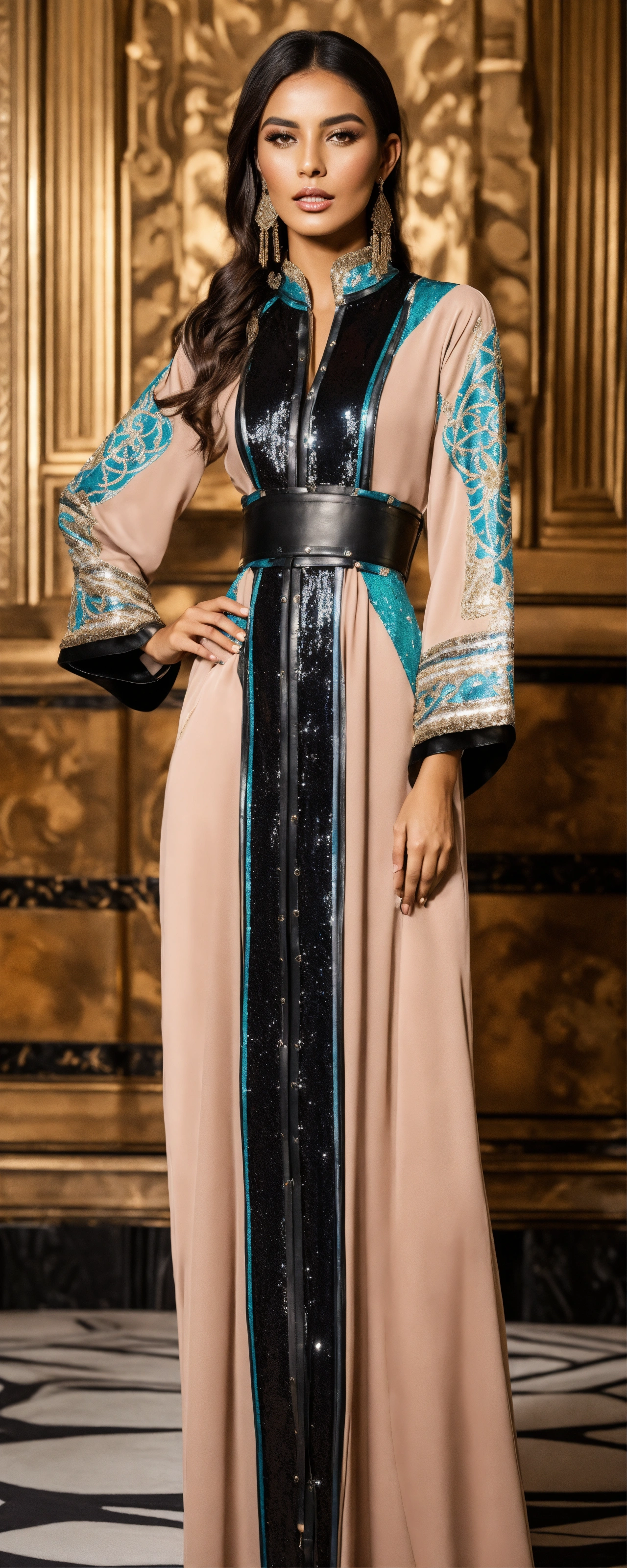 Lexica - Beautiful Arab women model, wearing luxury dress caftan , With ...