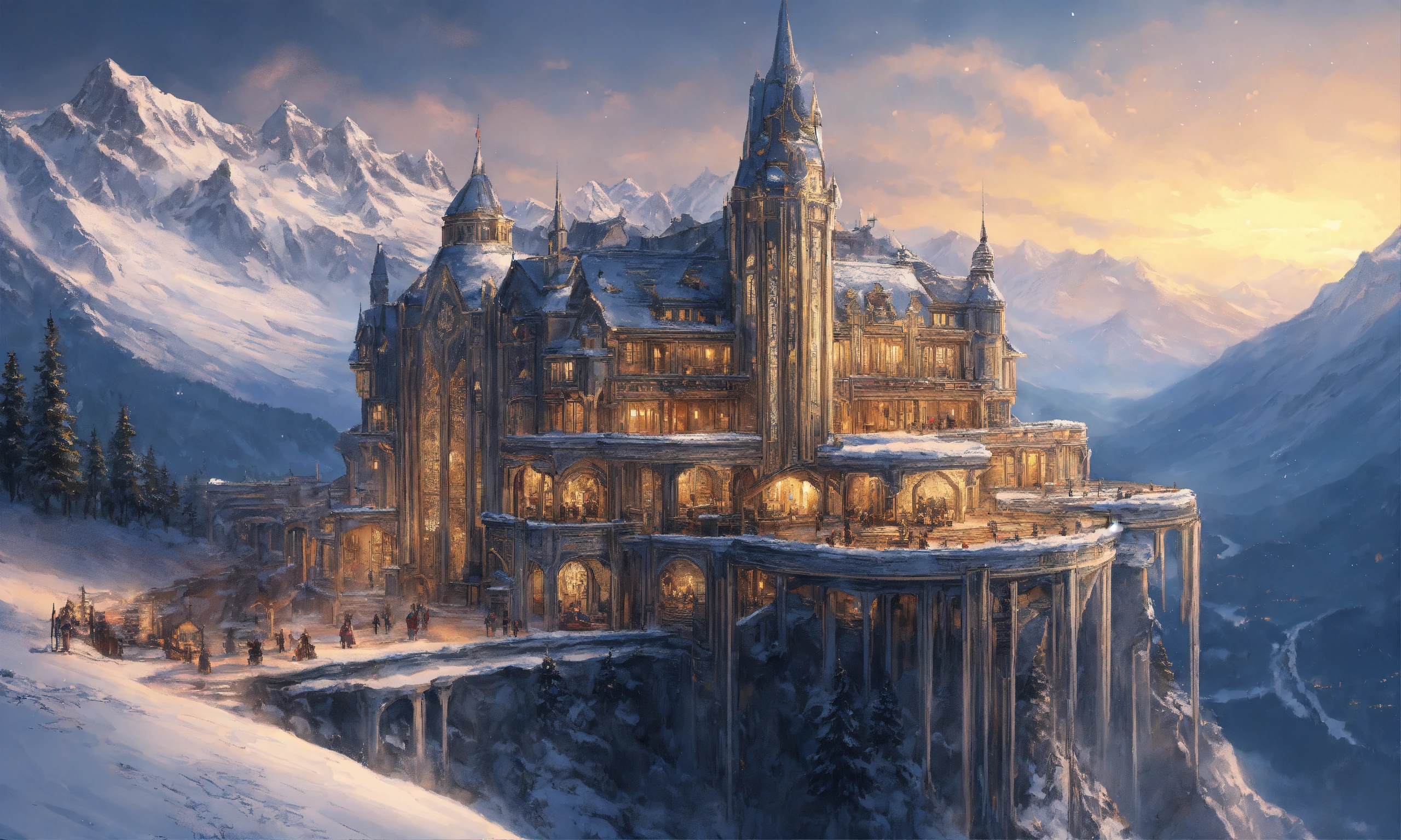 Lexica - Drawing of the full image of an elegant high elf sci fi palace ...