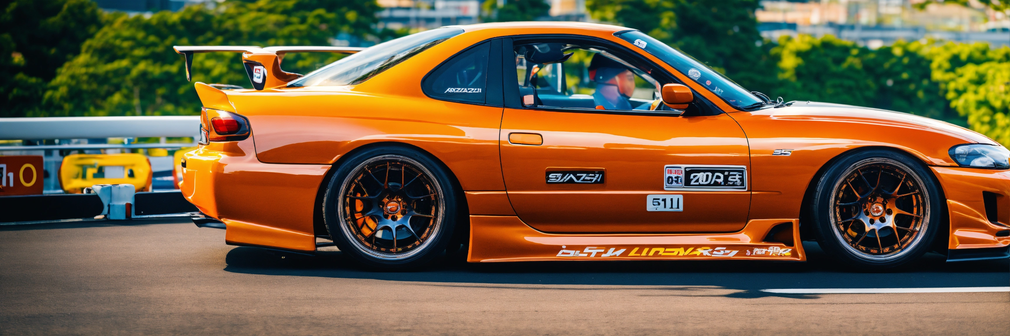 Lexica - A colorful orange Nissan Silvia S15 with a wide-body kit ...
