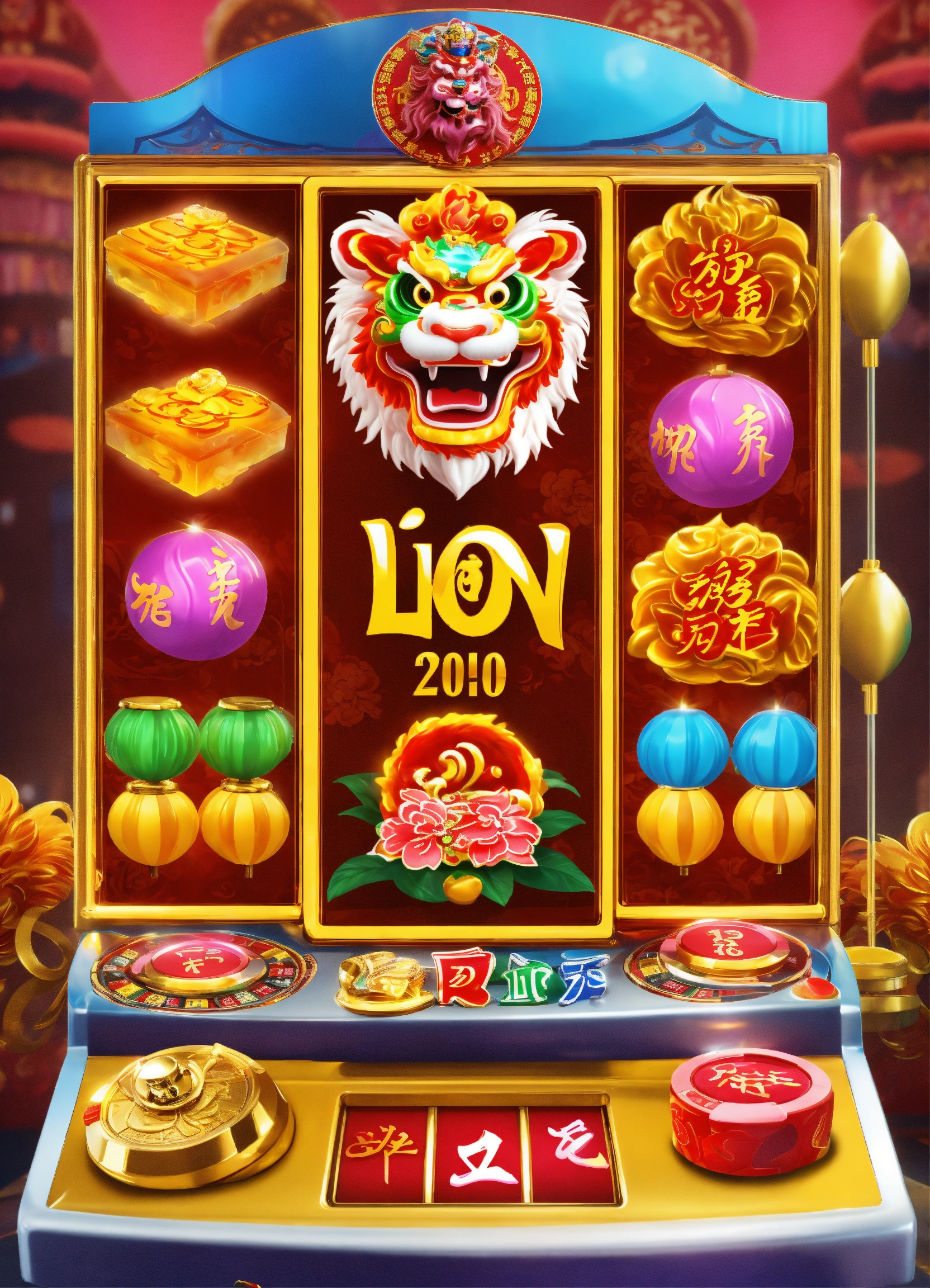 Lexica - 3D lion dance slot machine gambling icon