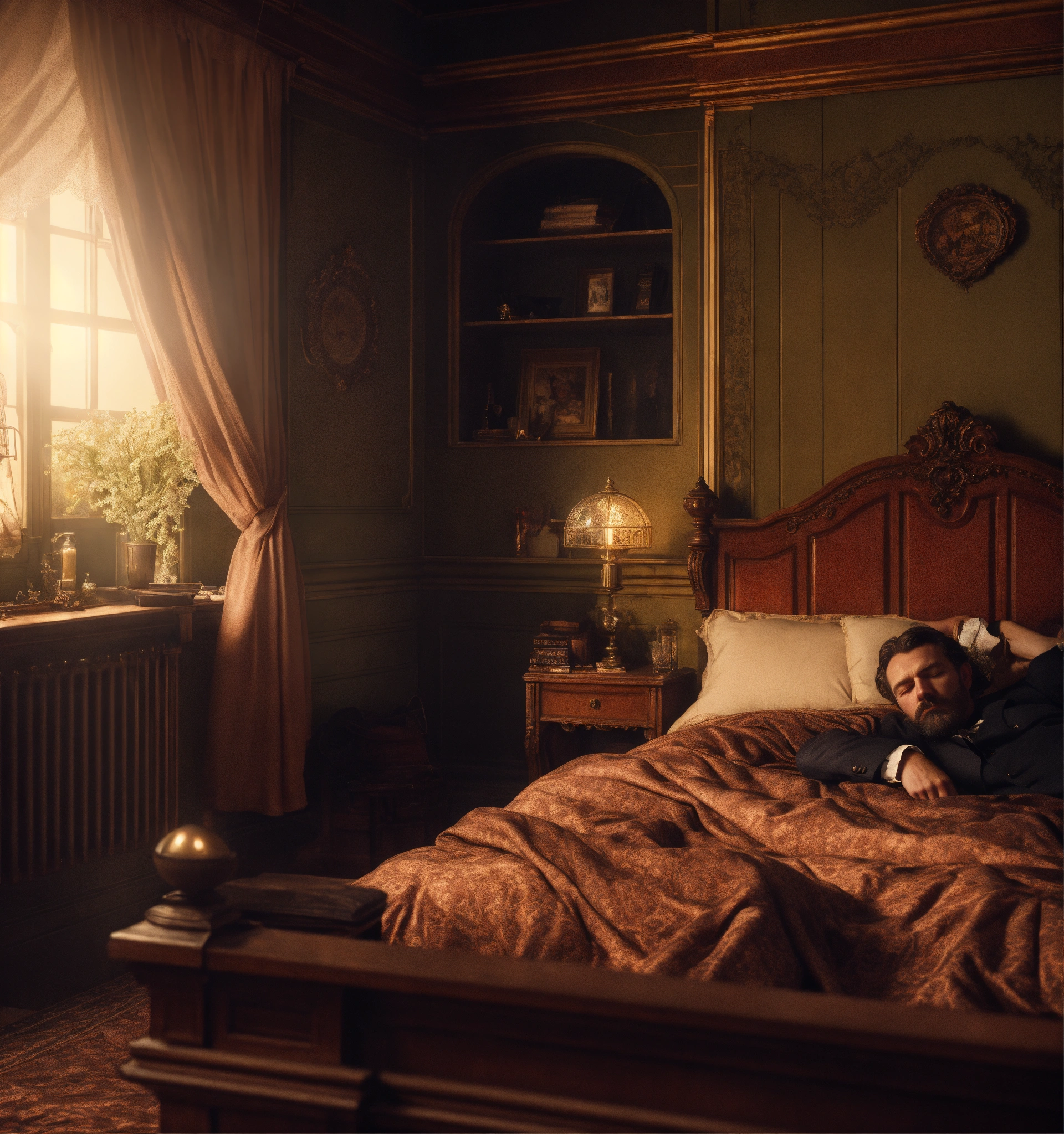 Lexica - Very much handsome Victorian man , wearing clothes to sleep ...