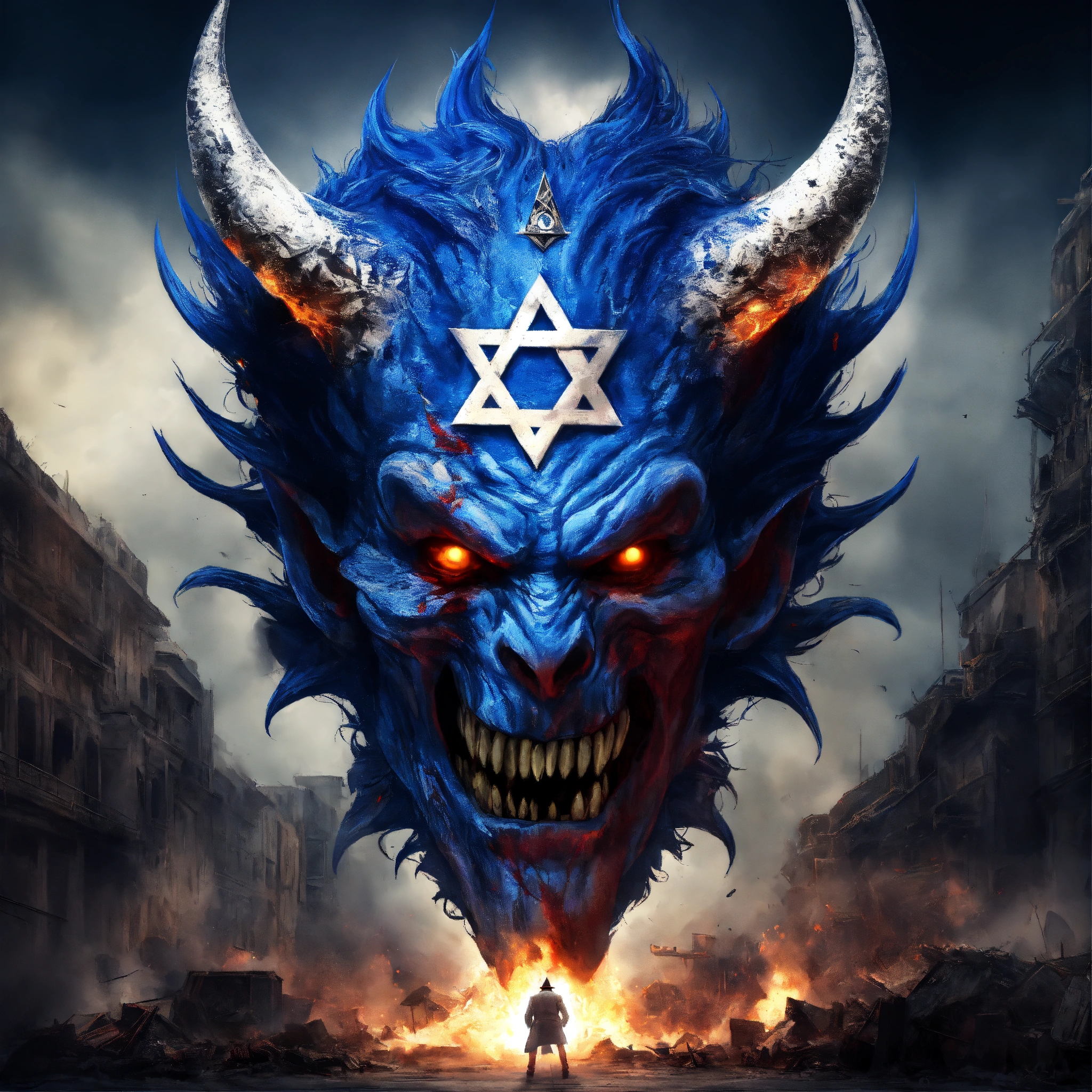 Lexica - Evil demonic Israel demon with an Israeli flag with an ...
