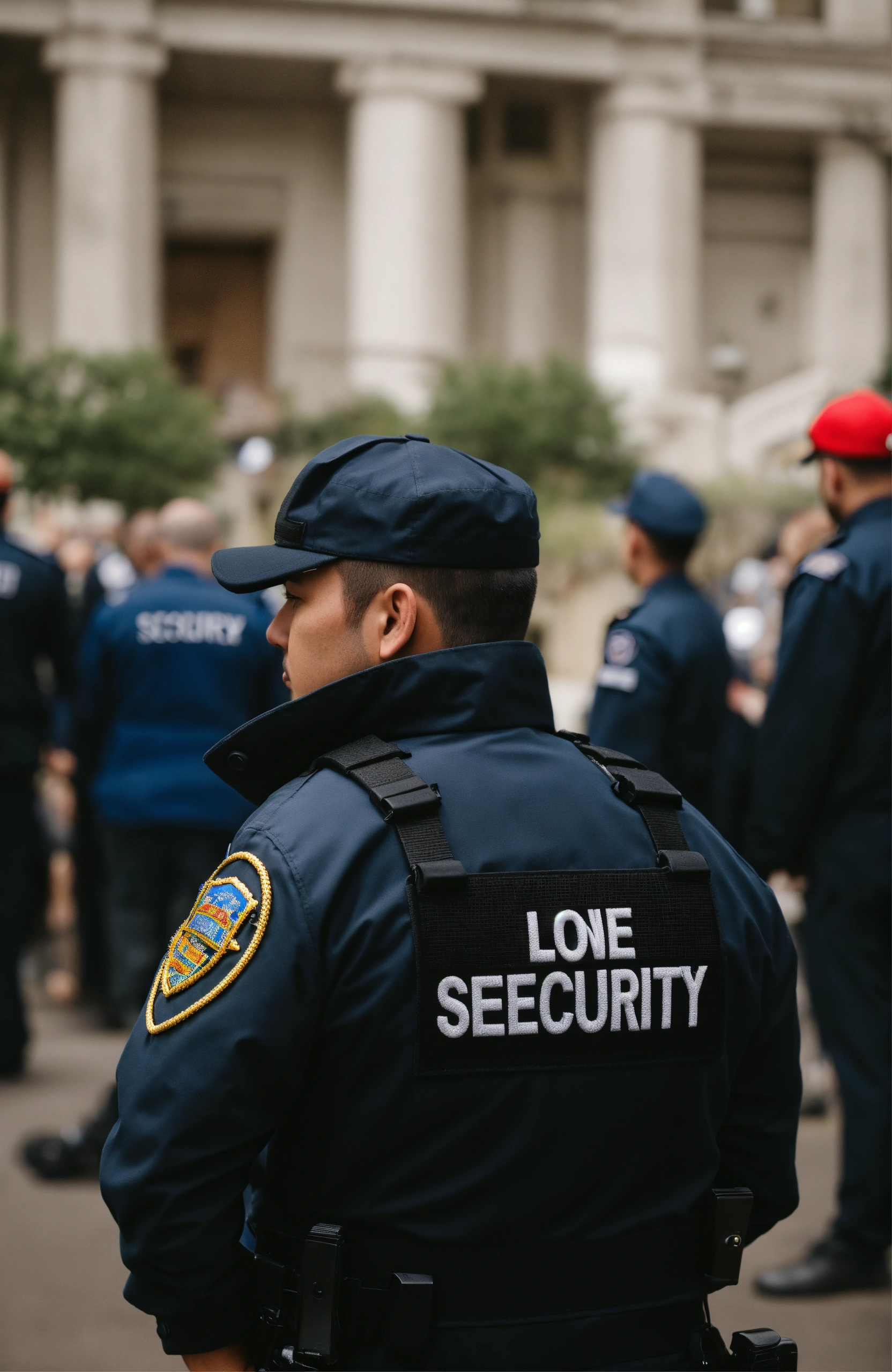 Lexica - A lone security officer wearing security cap