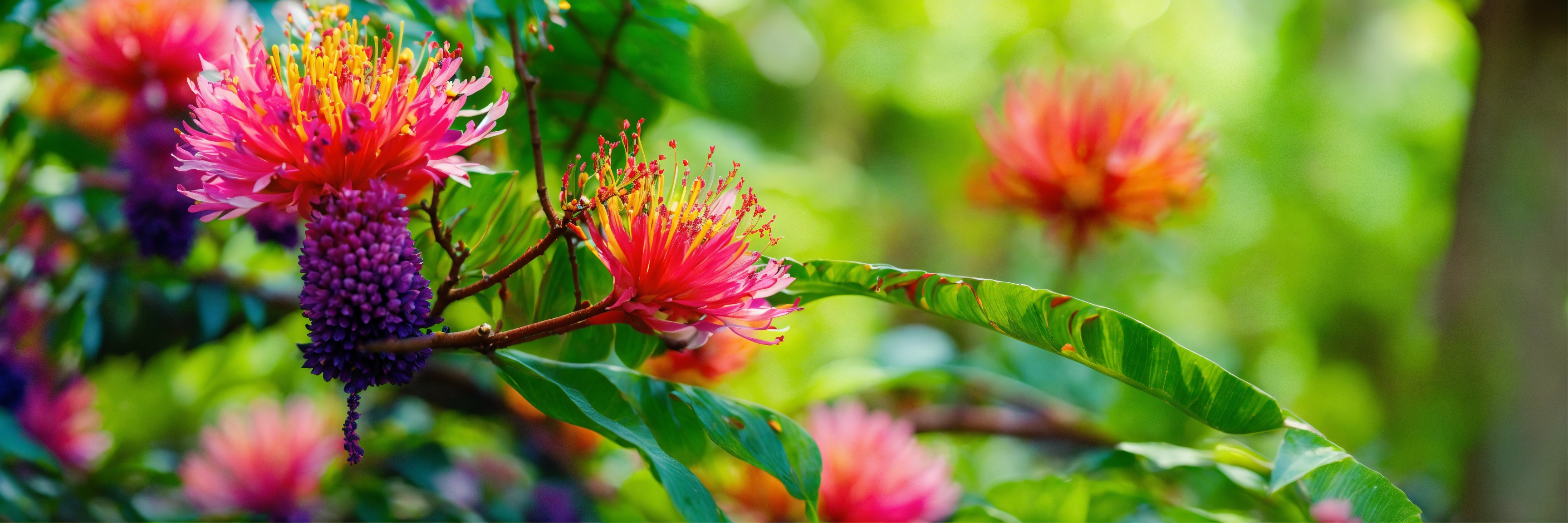 Lexica - Upclose view of a Luscious tree’s limbs blooming with tropical ...