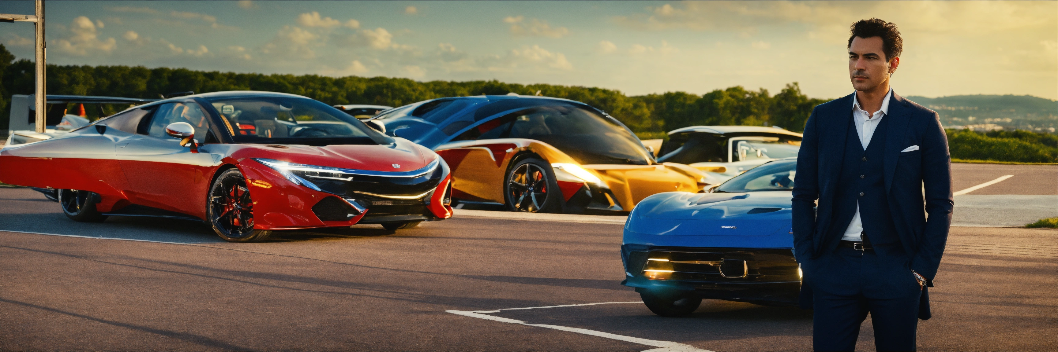 Lexica - Top mediabuyer man, cars on background