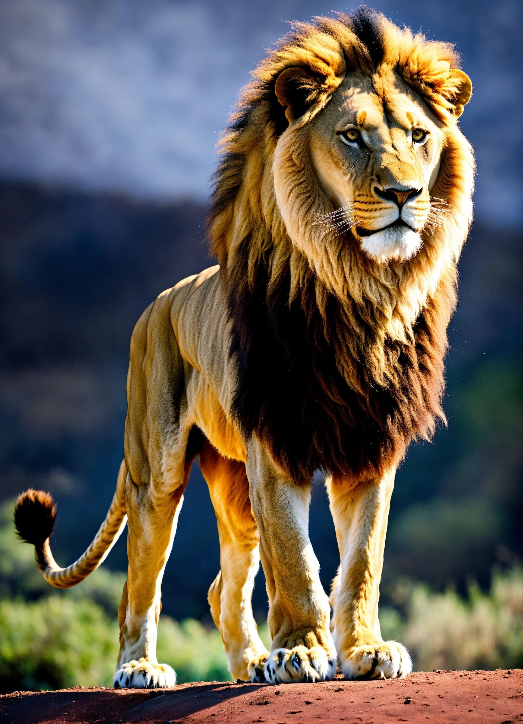 Lexica - A bipedal lion with white fur standing on two legs