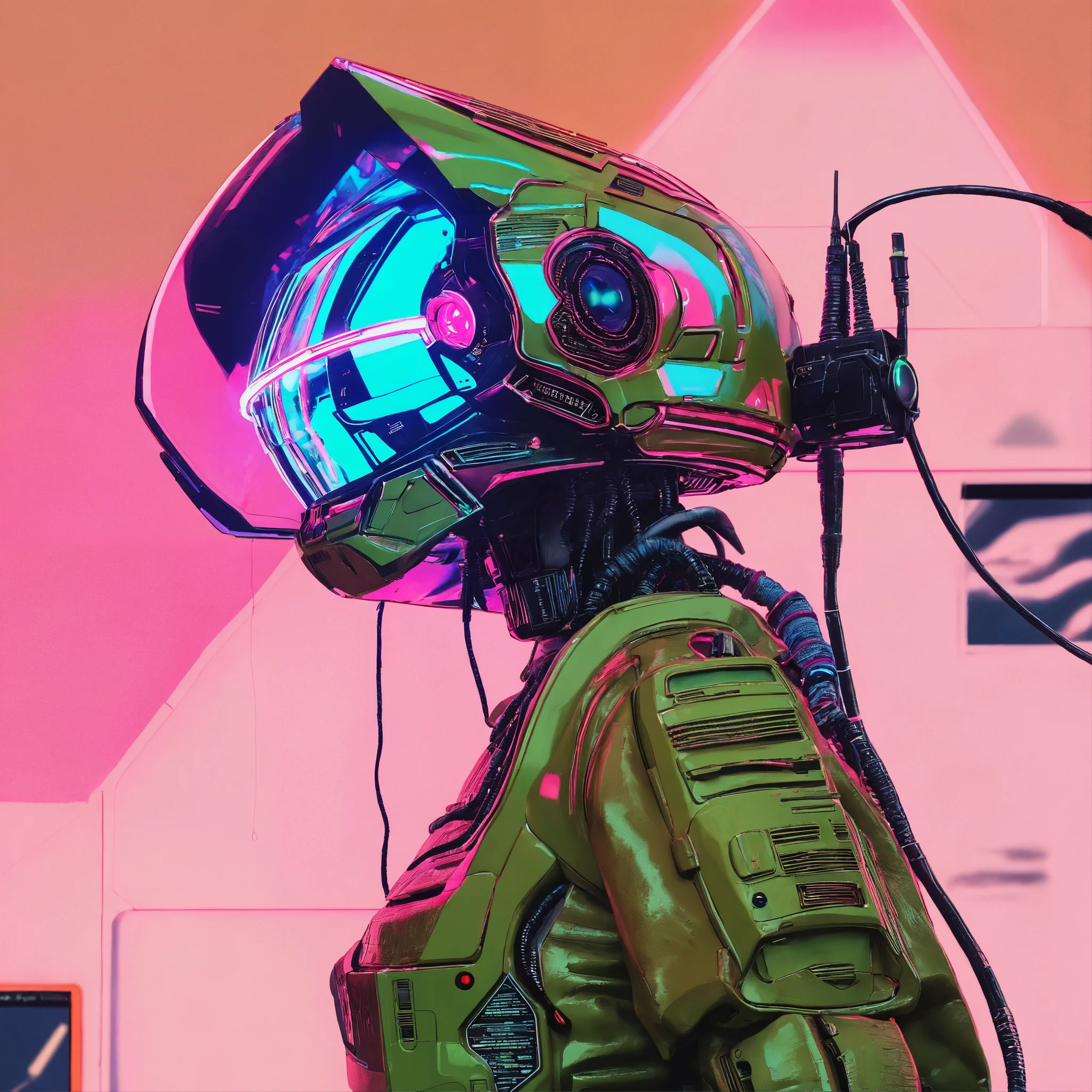 Lexica - Futuristic helmet, warlock, neon green, metal, cgi, high ...