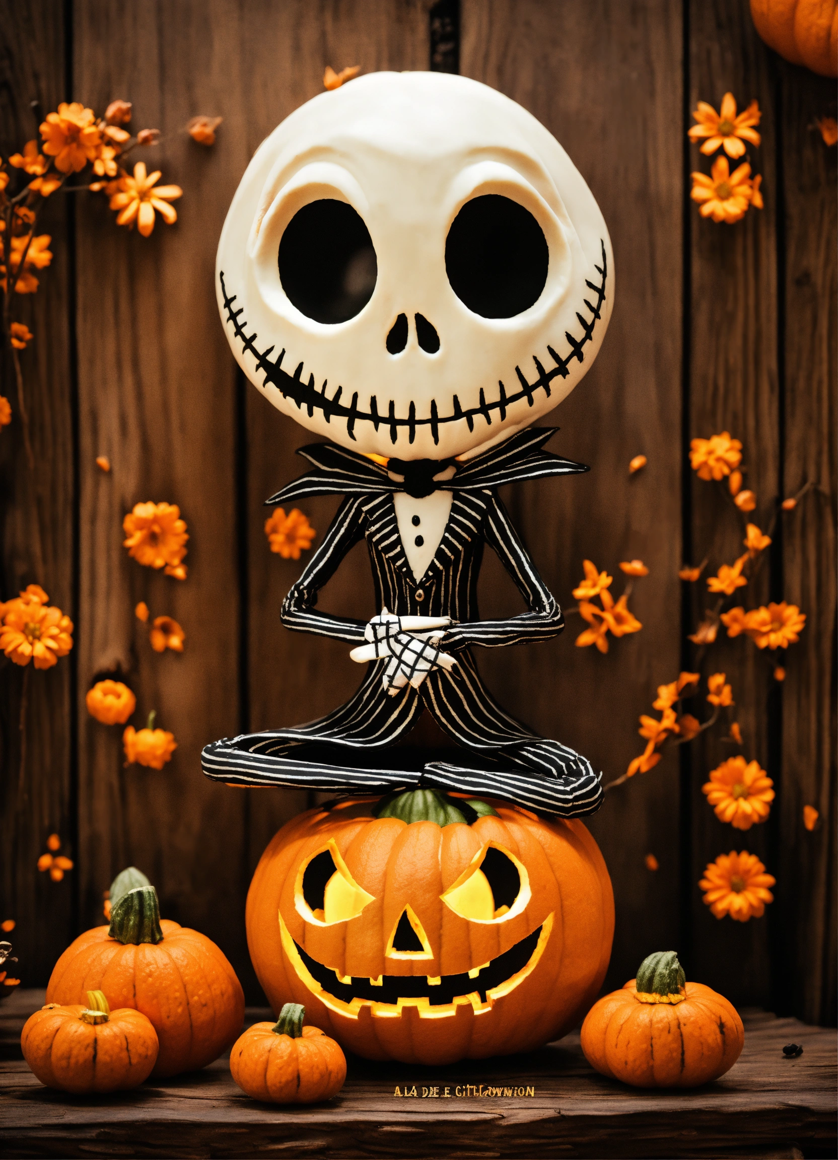 Lexica - Chibi Jack Skellington sur un panneau en bois avec le texte ...