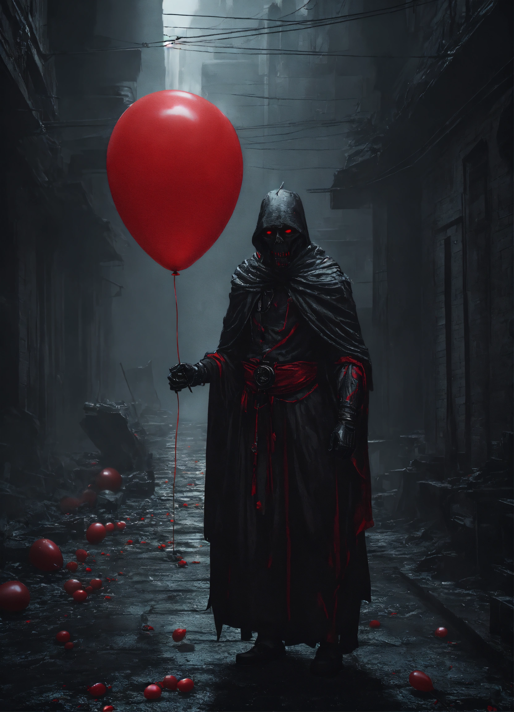 Lexica - Dark aesthetic, a creepy dark humanoid figure, holding a red ...