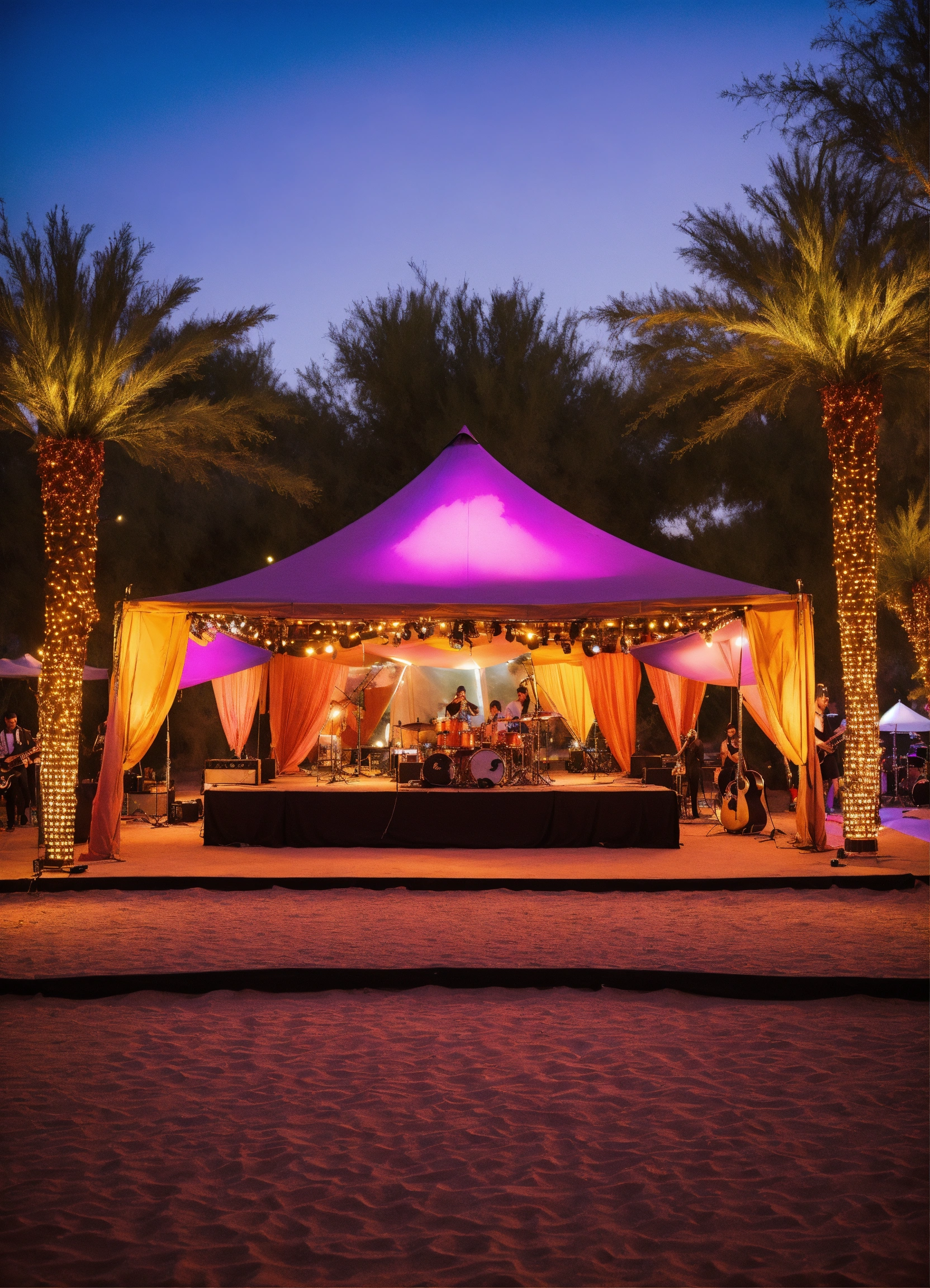 Lexica - Elegant desert Arabian tent themed outdoor concert stage with ...