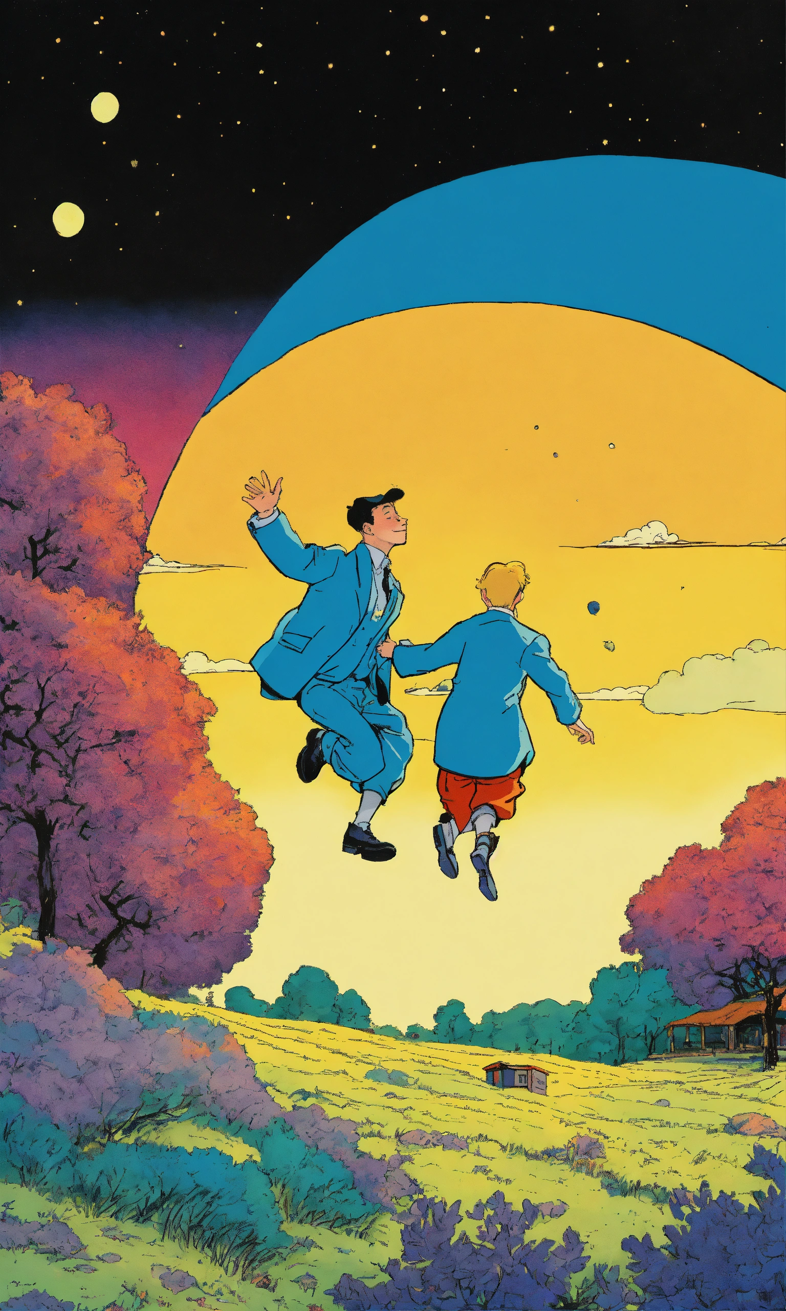 Lexica - Detailed, vibrant illustration of a person hovering over a ...