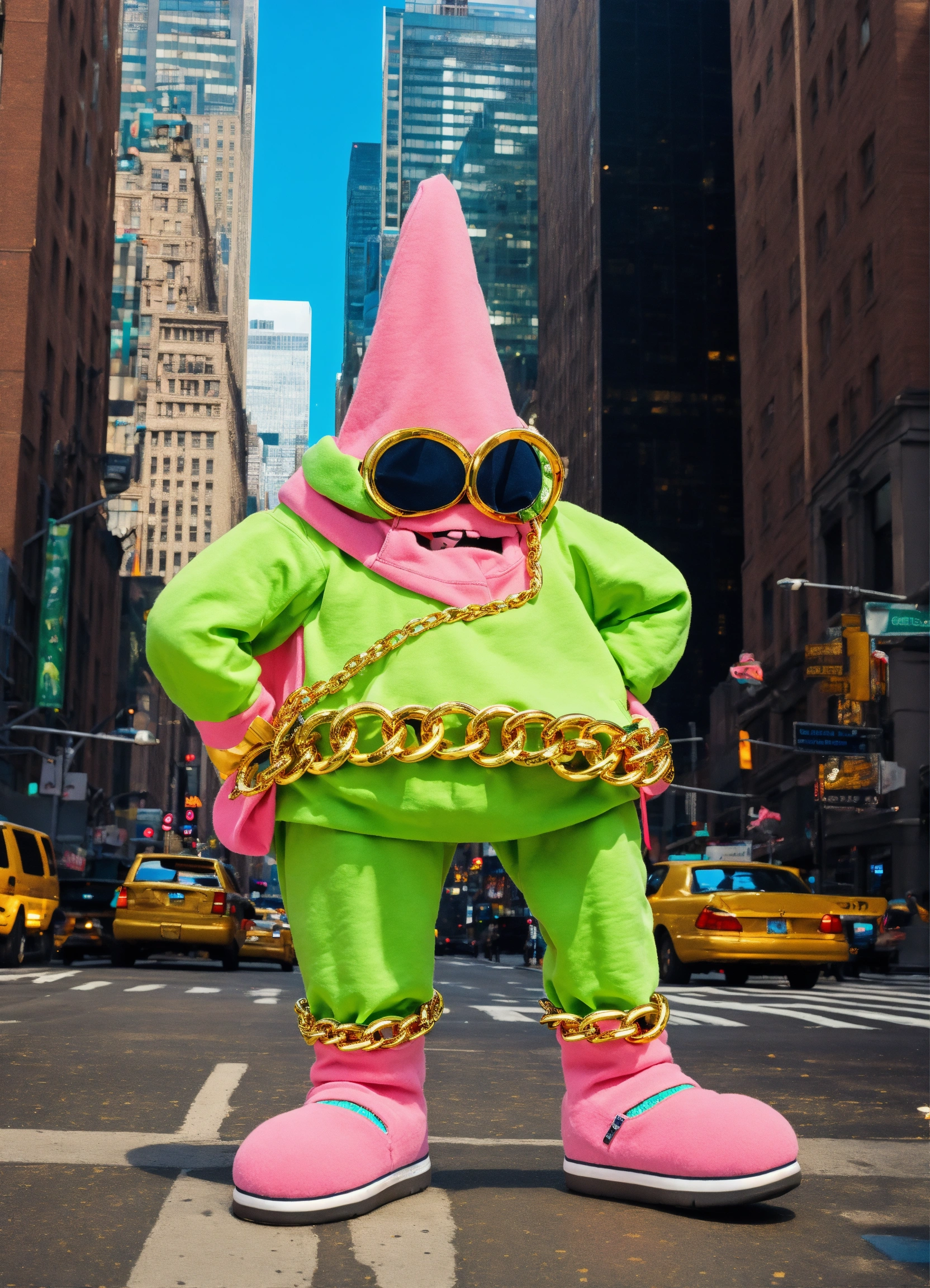 Lexica - Patrick star wearing a hoodie with a gold chain in the city of ...