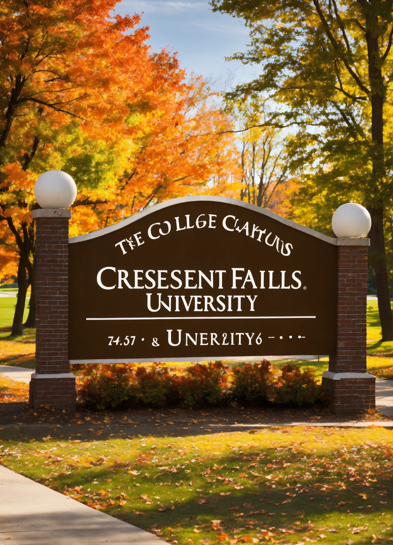 Lexica - University Campus sign that reads CRESCENT FALLS UNIVERSITY ...