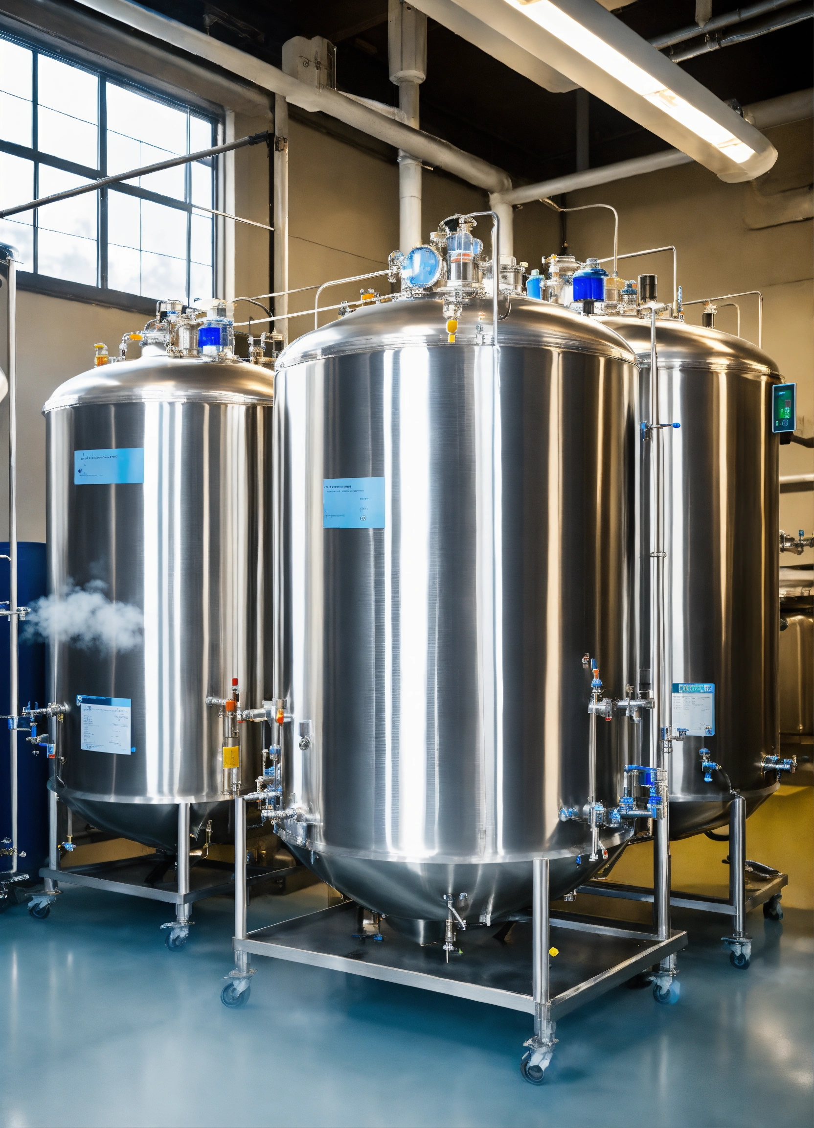Lexica - Multiple stainless steel tanks with open lids filled with ...