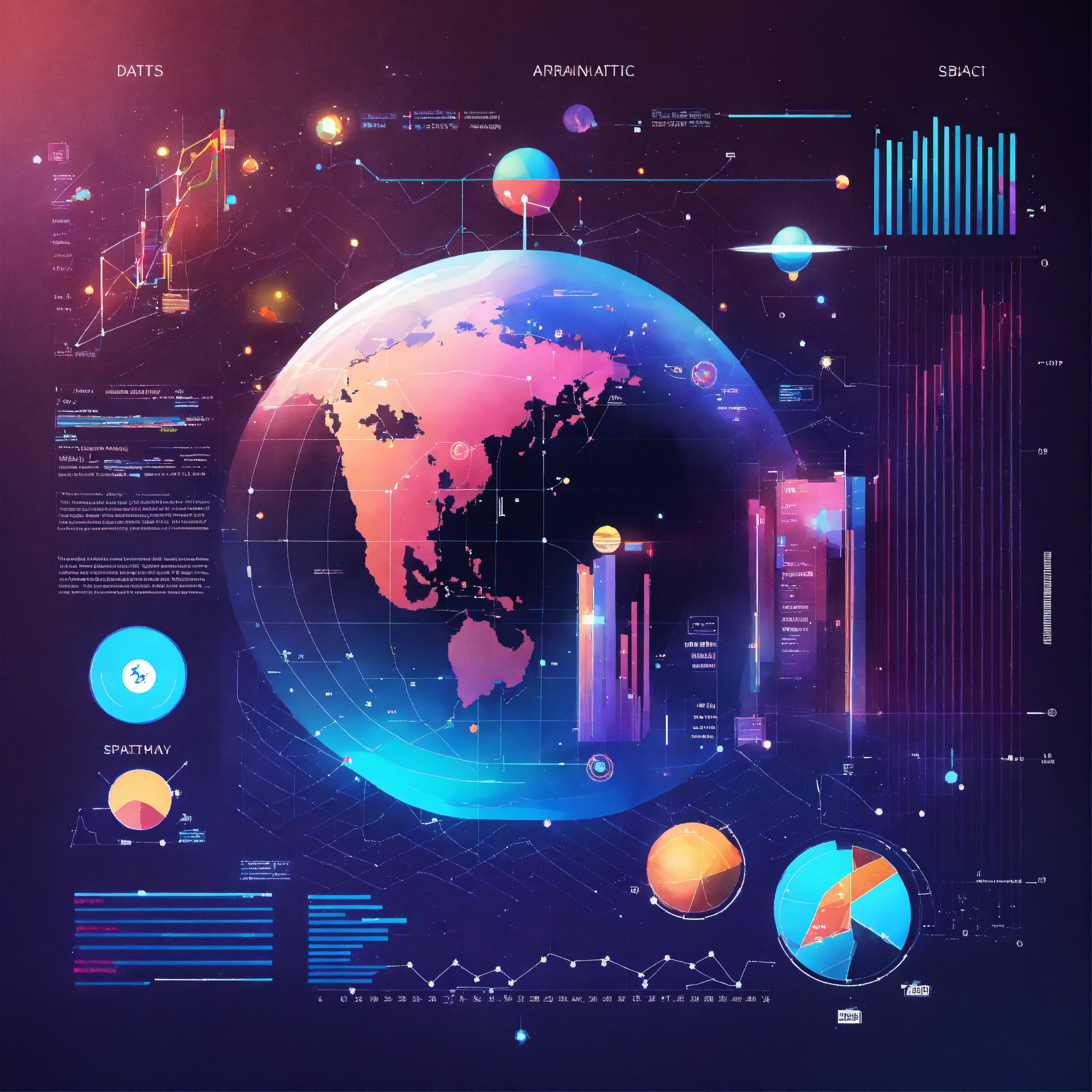 Lexica - Data analytics and artificial intelligence with graphs and charts, space theme ...