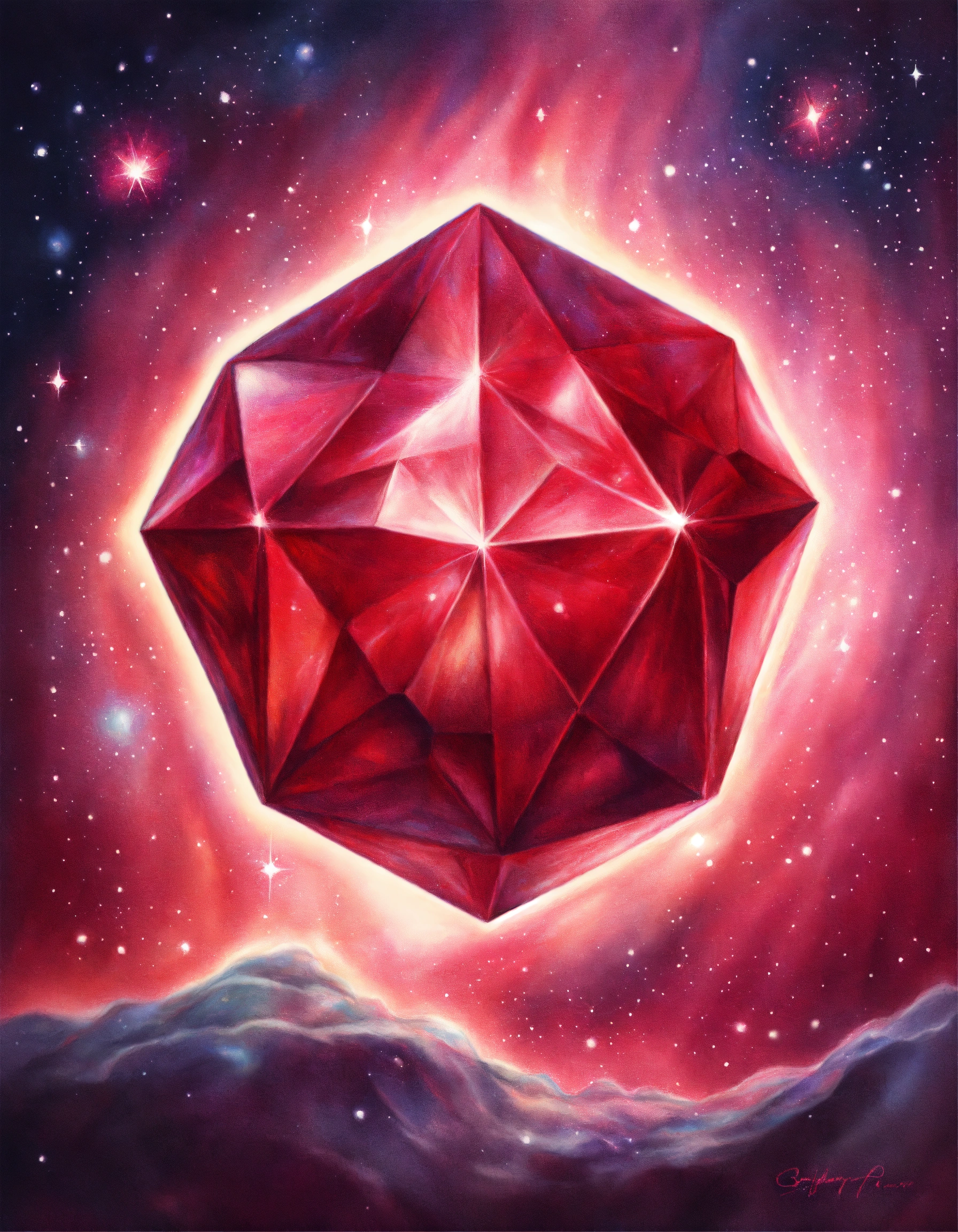 Lexica - Realistic beautifull colored pencil drawing of a magical ruby ...