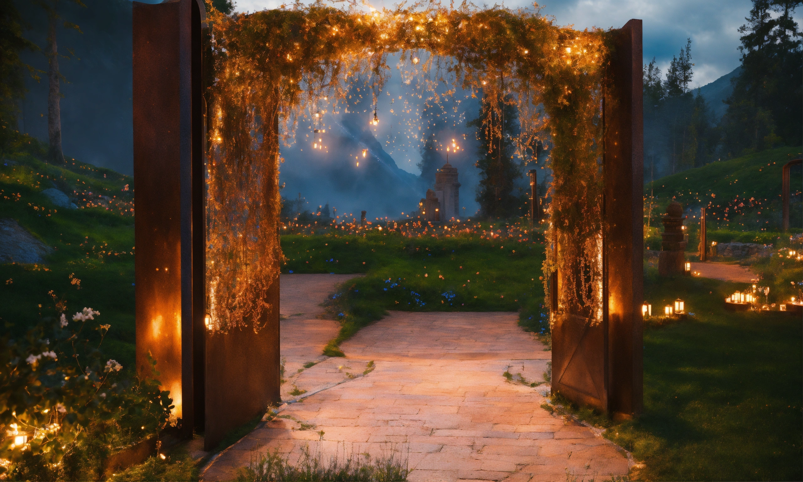 Lexica - Magical gateway with blue and copper installations