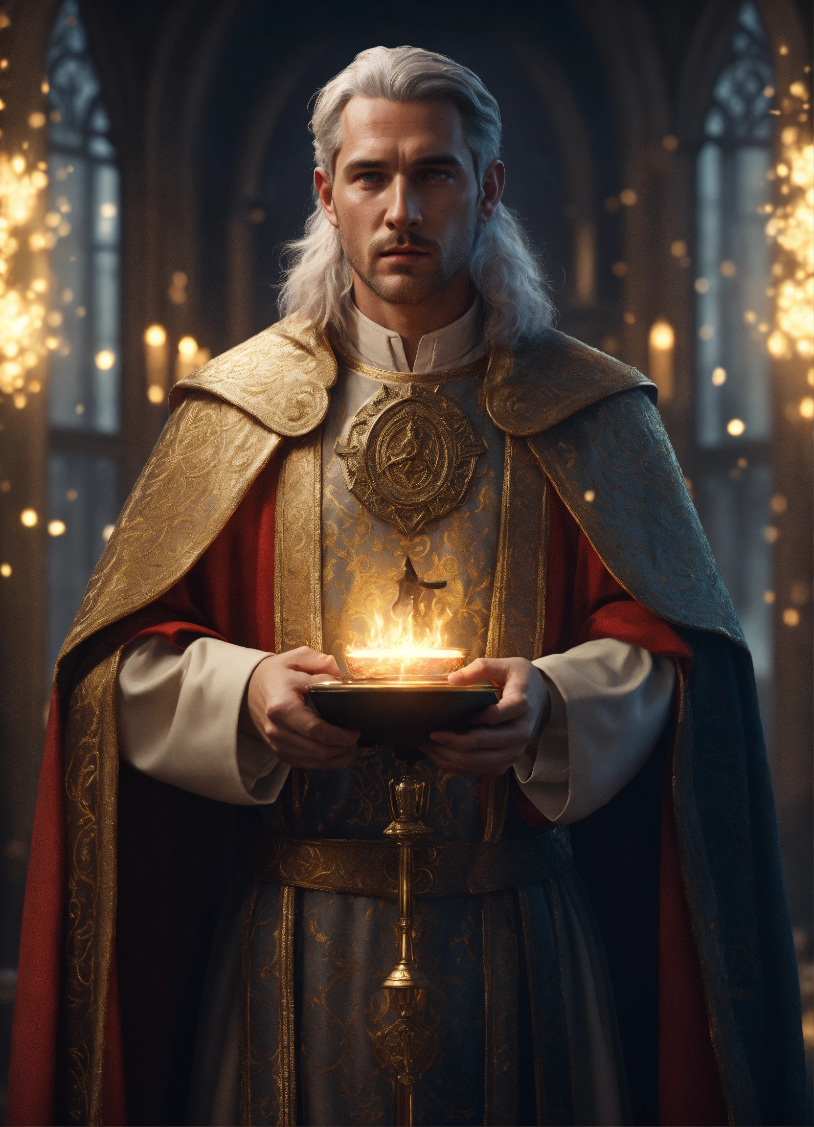 Lexica - A realistic full body portrait of a male saintly cleric, holy ...