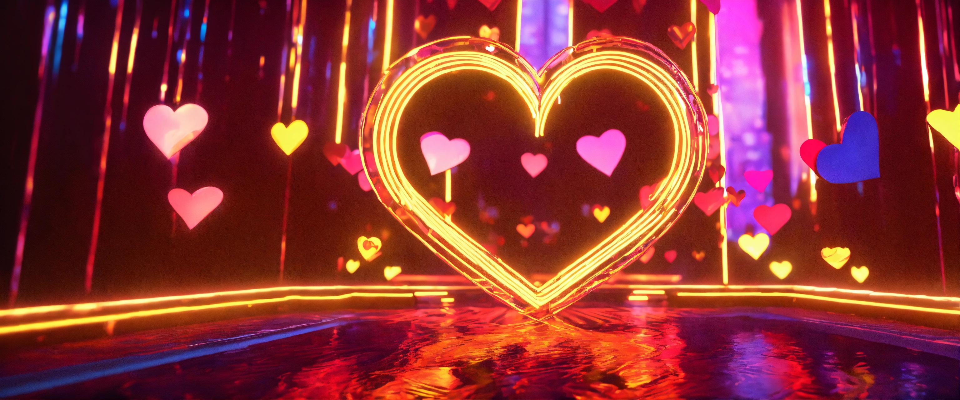 Lexica - "choose love wisely" neon hearts, ambient vibey lighting, with ...