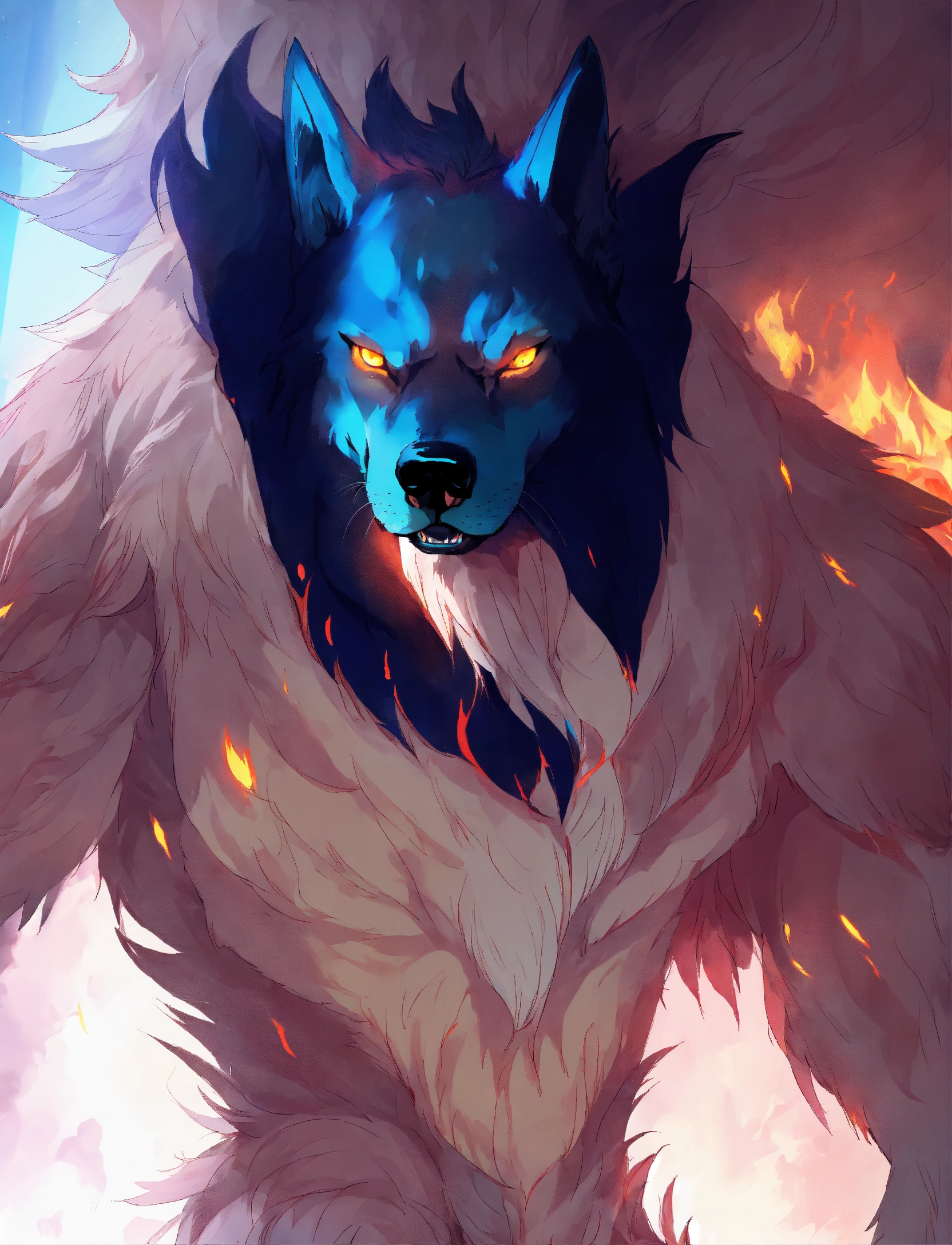 Lexica - A grotesque and demonic wolf, its fur matted and twisted, its ...