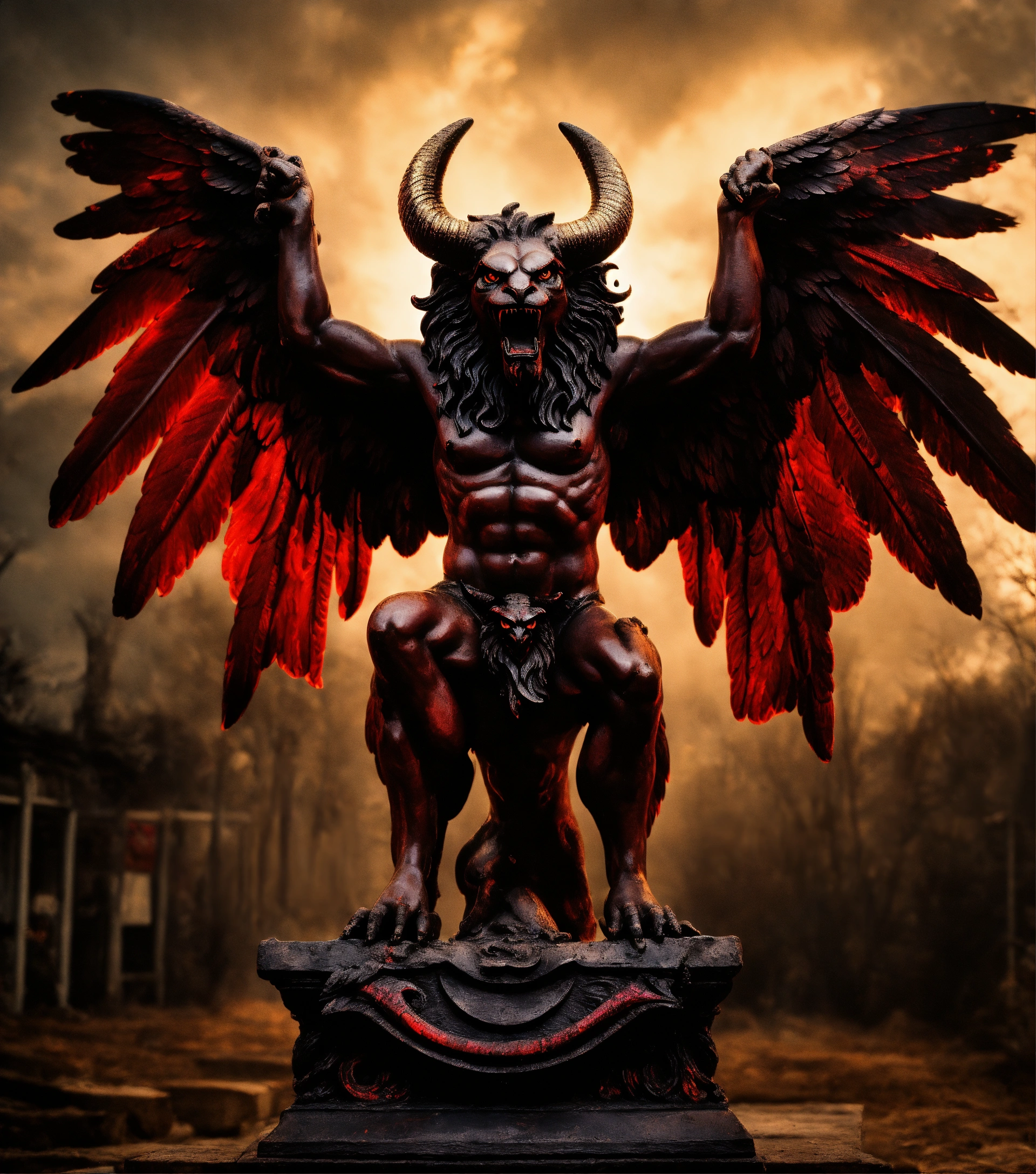 Lexica - Very angry scary possessed Pazuzu (little horns) demon statue ...