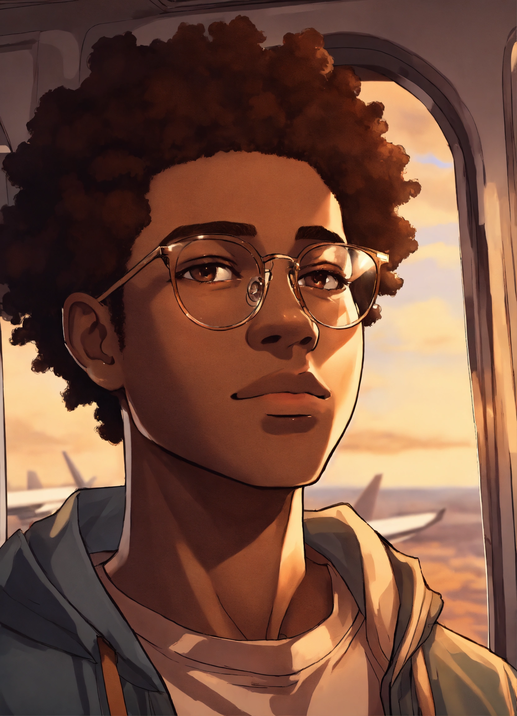 Lexica - Young black male, 20s, glasses, baby face, slim face, brown ...