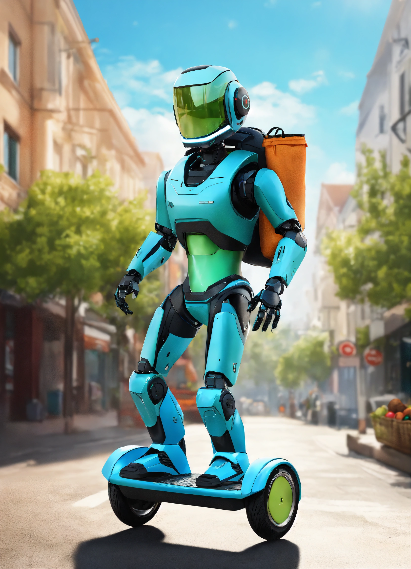 Lexica - A passionate male robot on hoverboard, realistic man face ...