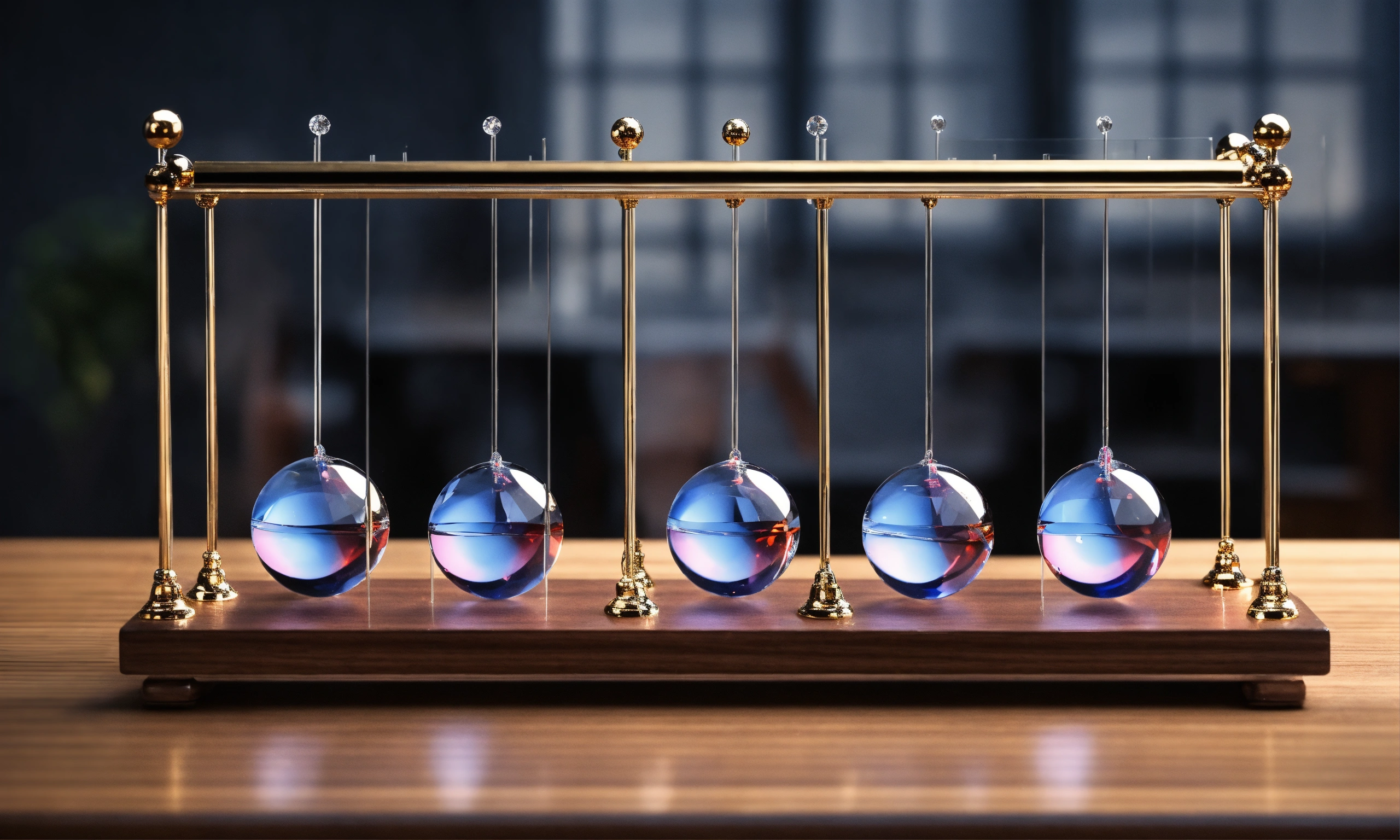 Lexica - Newton cradle, five crystal clear transparent pendulums, one ...
