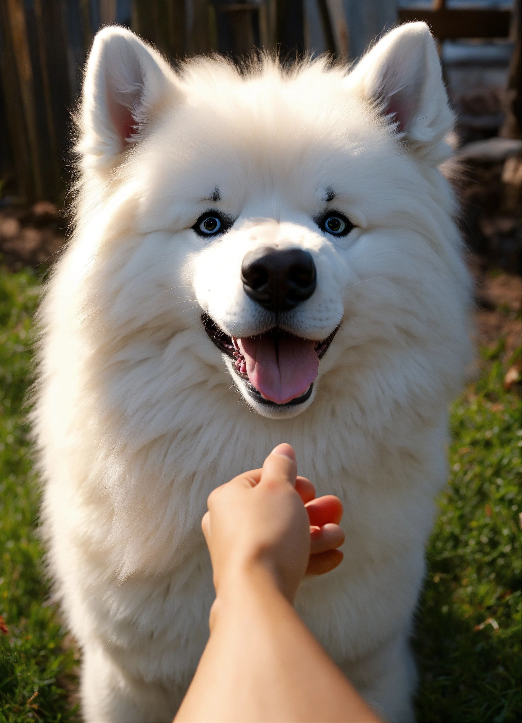 Lexica - A hand indicating for the Samoyed dog to paw, inspired by ...