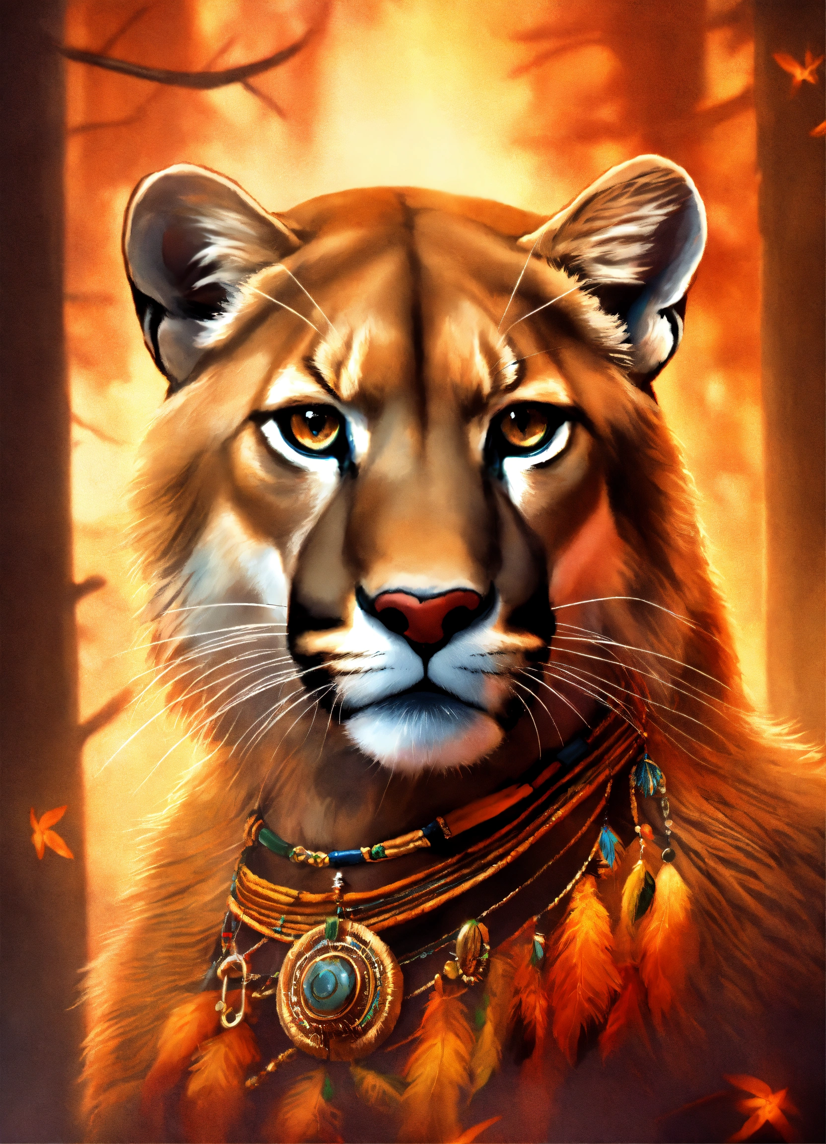 Lexica - Native American animal, mountain lion, shamanic, detailed, 8k ...