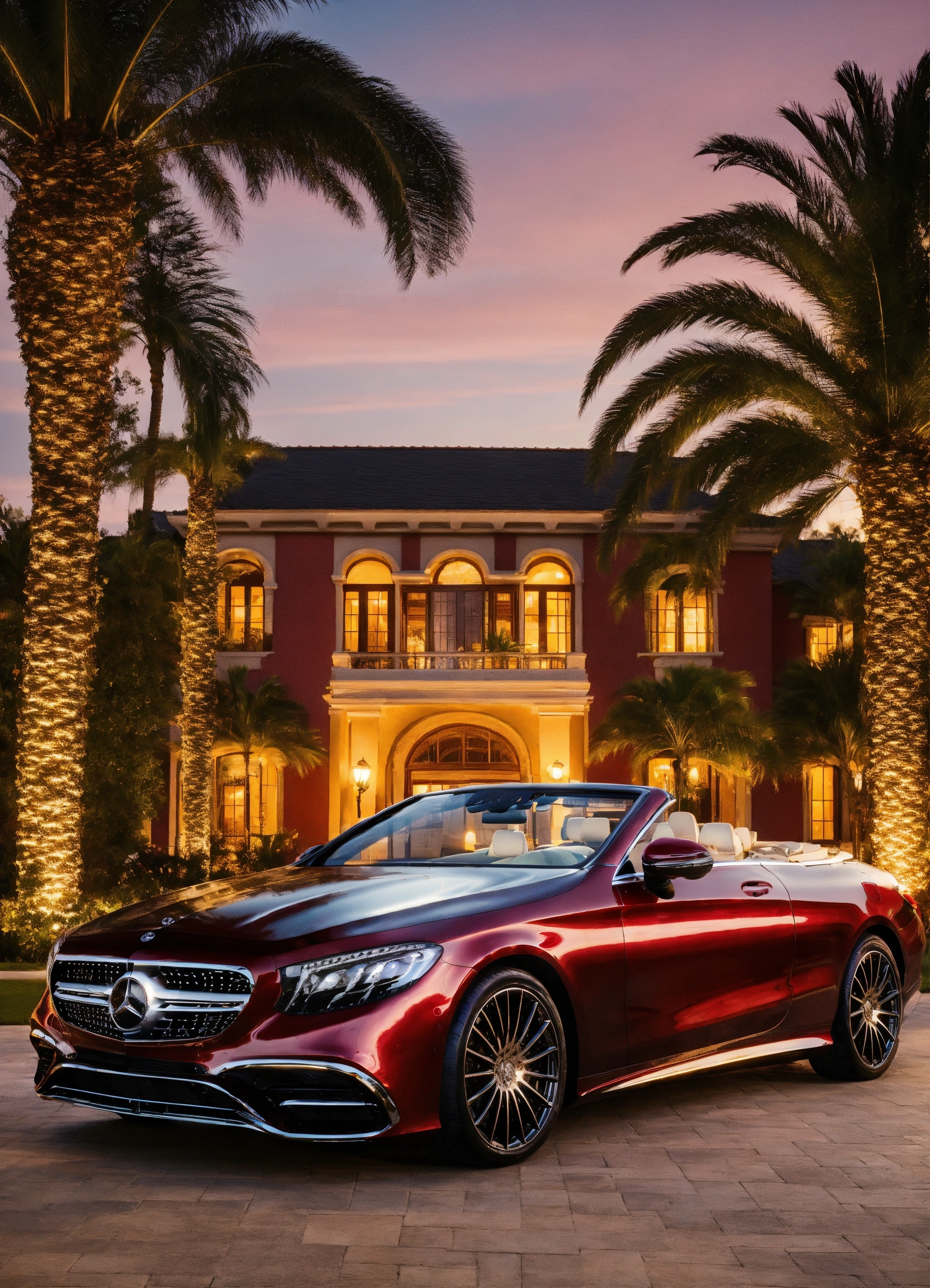 Lexica - 2020 Mercedes s500 convertible burgundy and Gold with mansion ...
