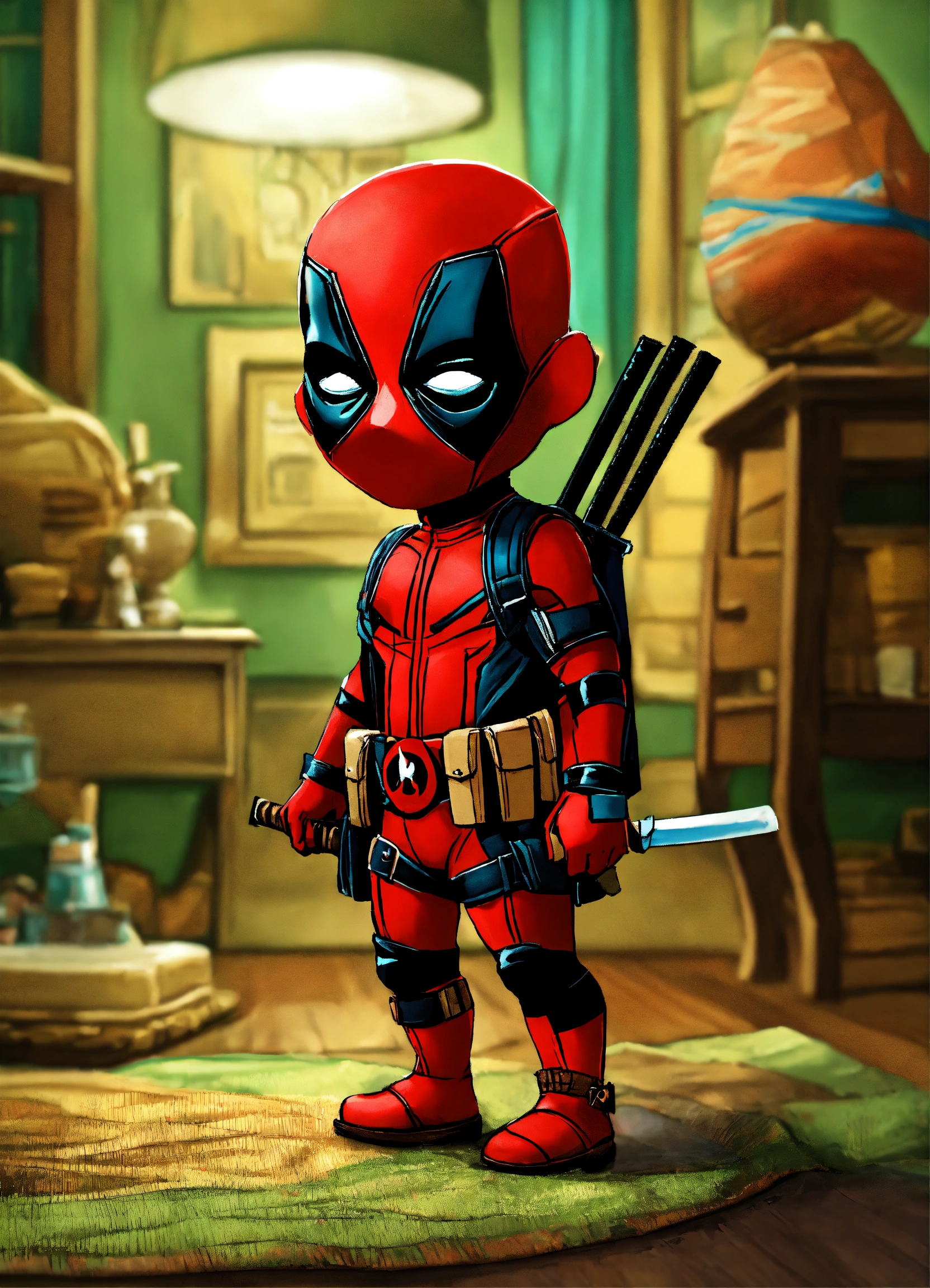 Lexica - A cute baby deadpool in a lungi