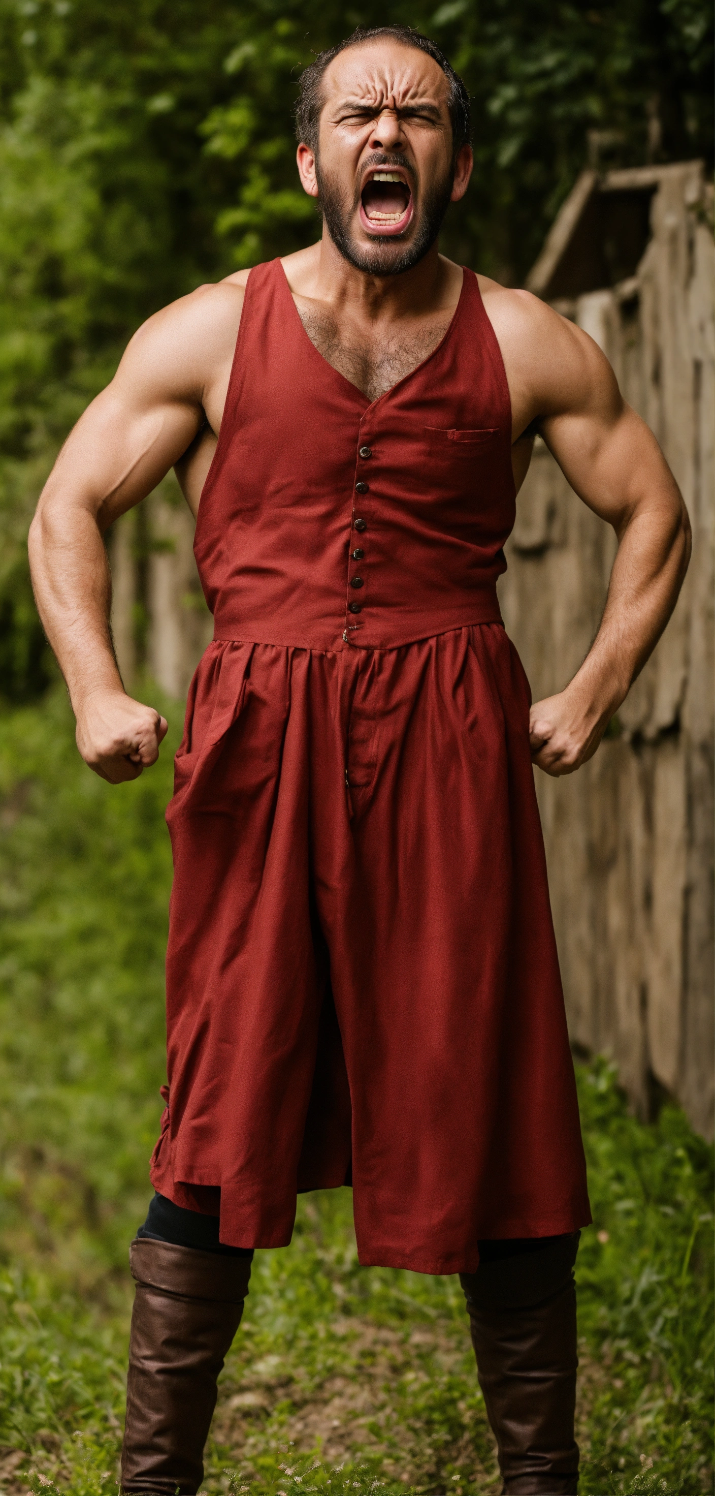 Lexica - A very angry man, a tyrant, in homemade clothes, yelling at ...