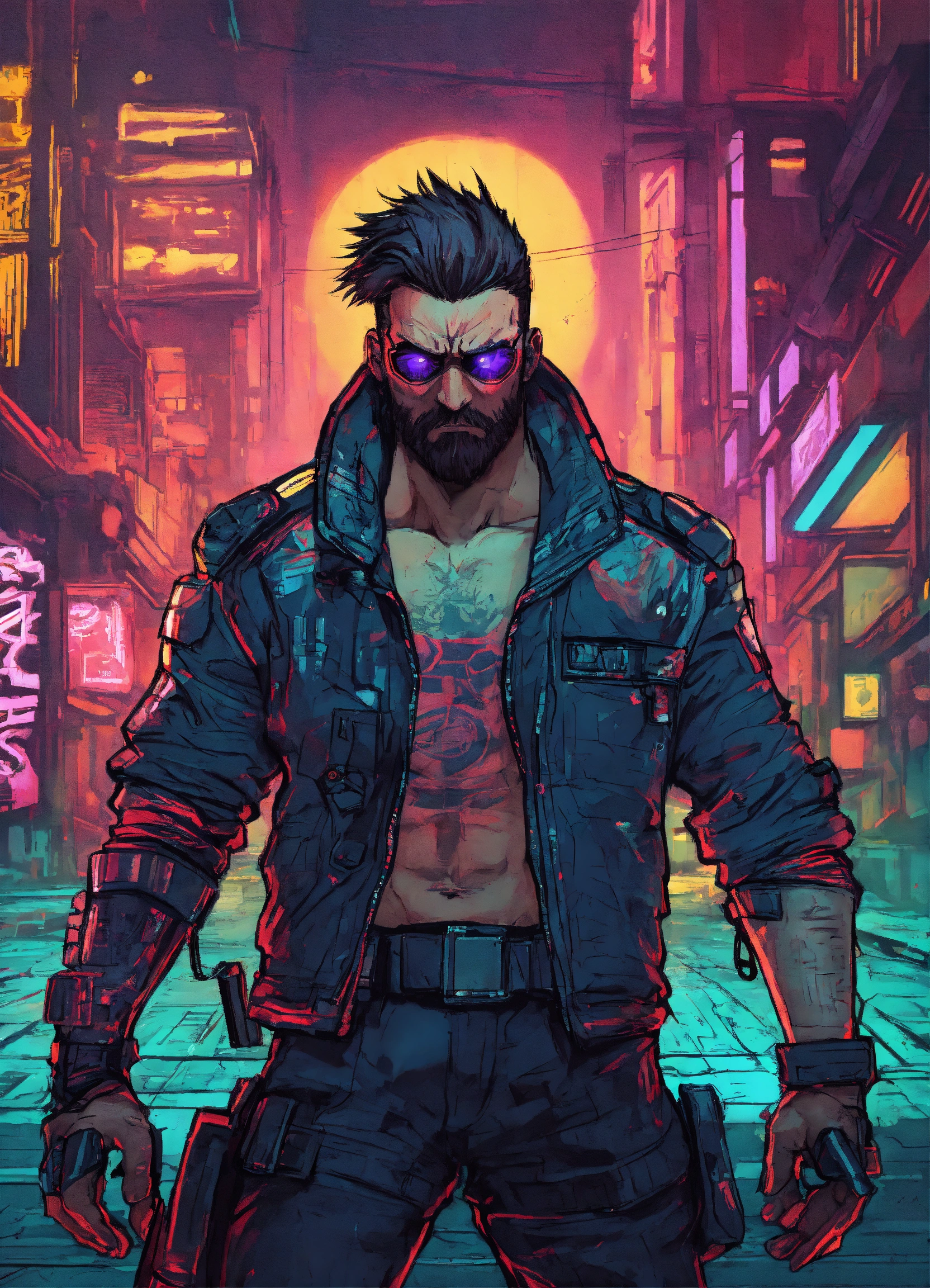 Lexica - Cyberpunk angry man gritty hand-drawn style.