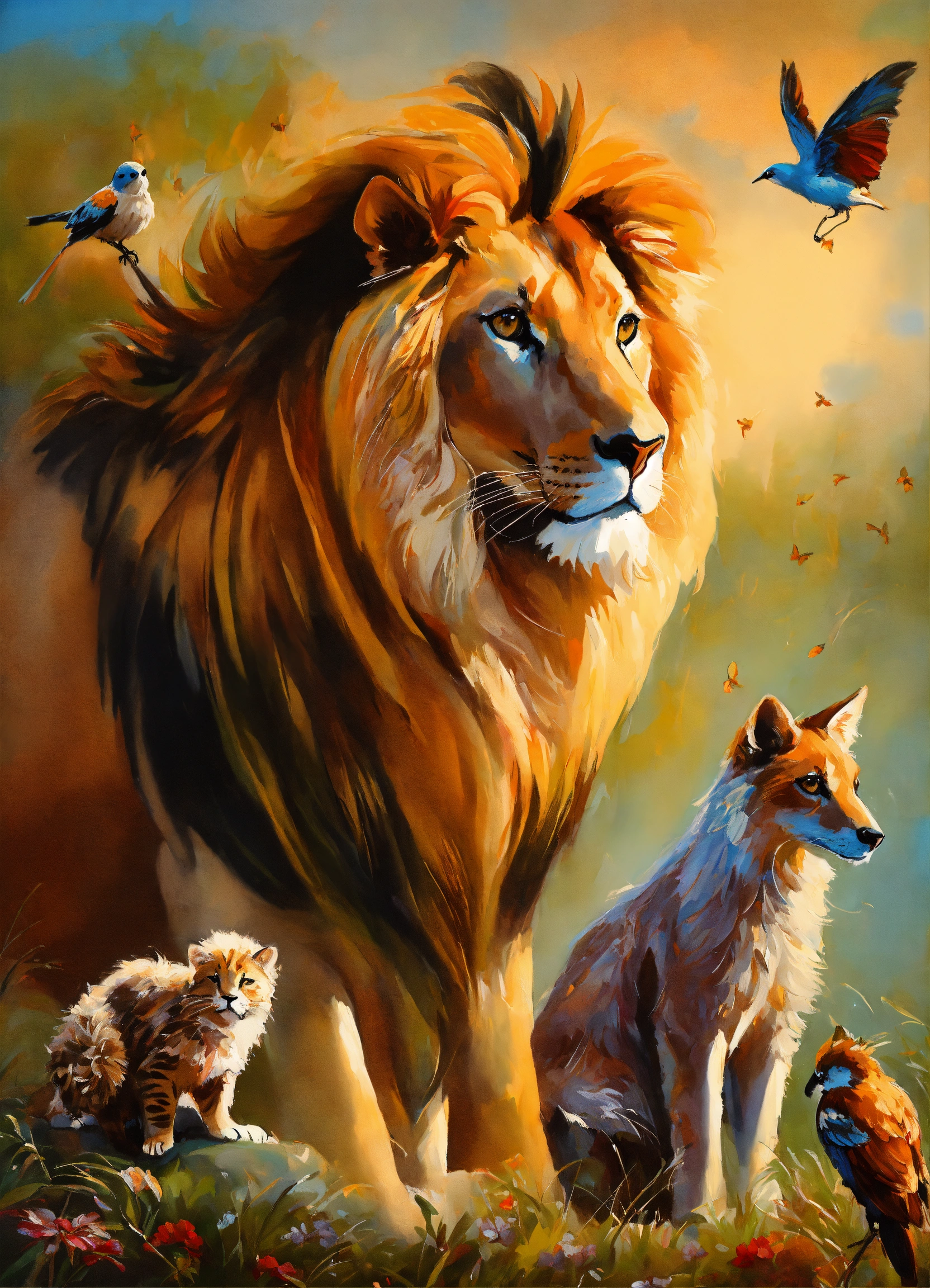 Lexica - World animal day, multiple animals, oil painting