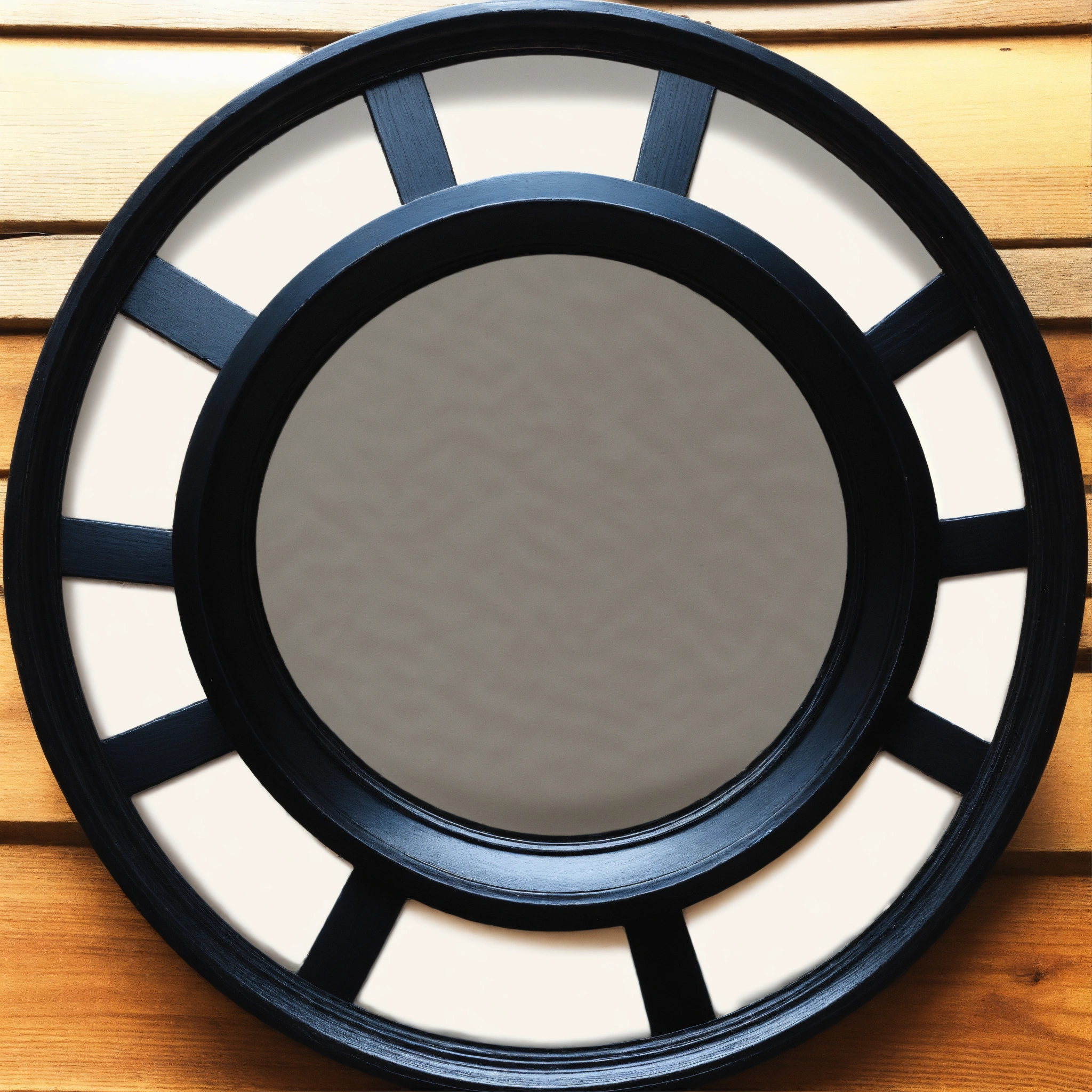 Lexica - Round fish eye mirror with black turnwood frame