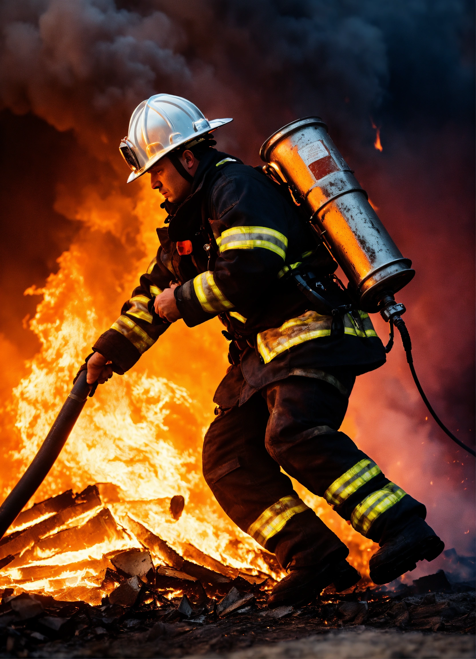 Lexica - "Brave Rescue Firefighter Saving a Victim Amidst Flames ...