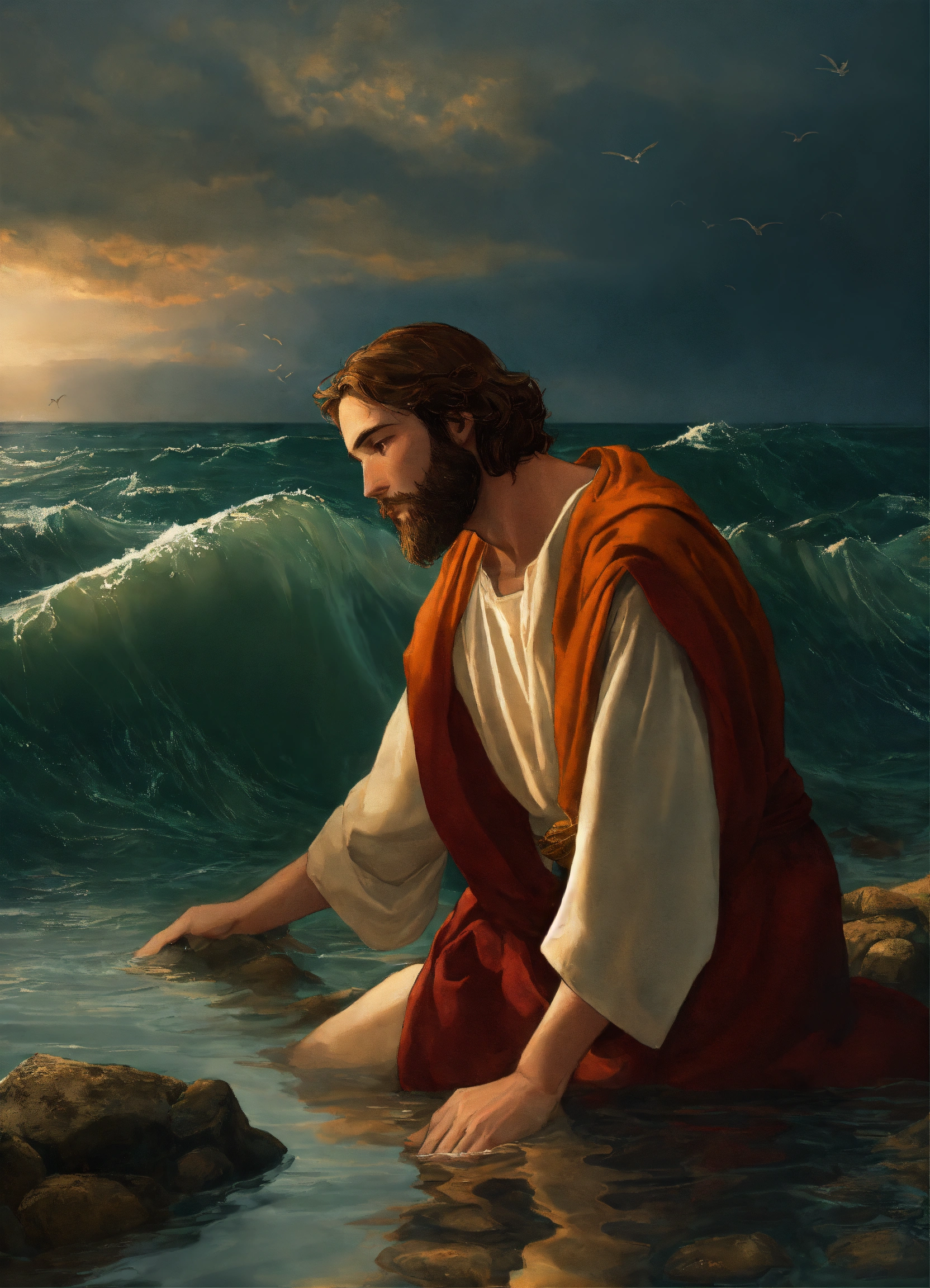 Lexica - Peter drowns in the sea and jesus saved him