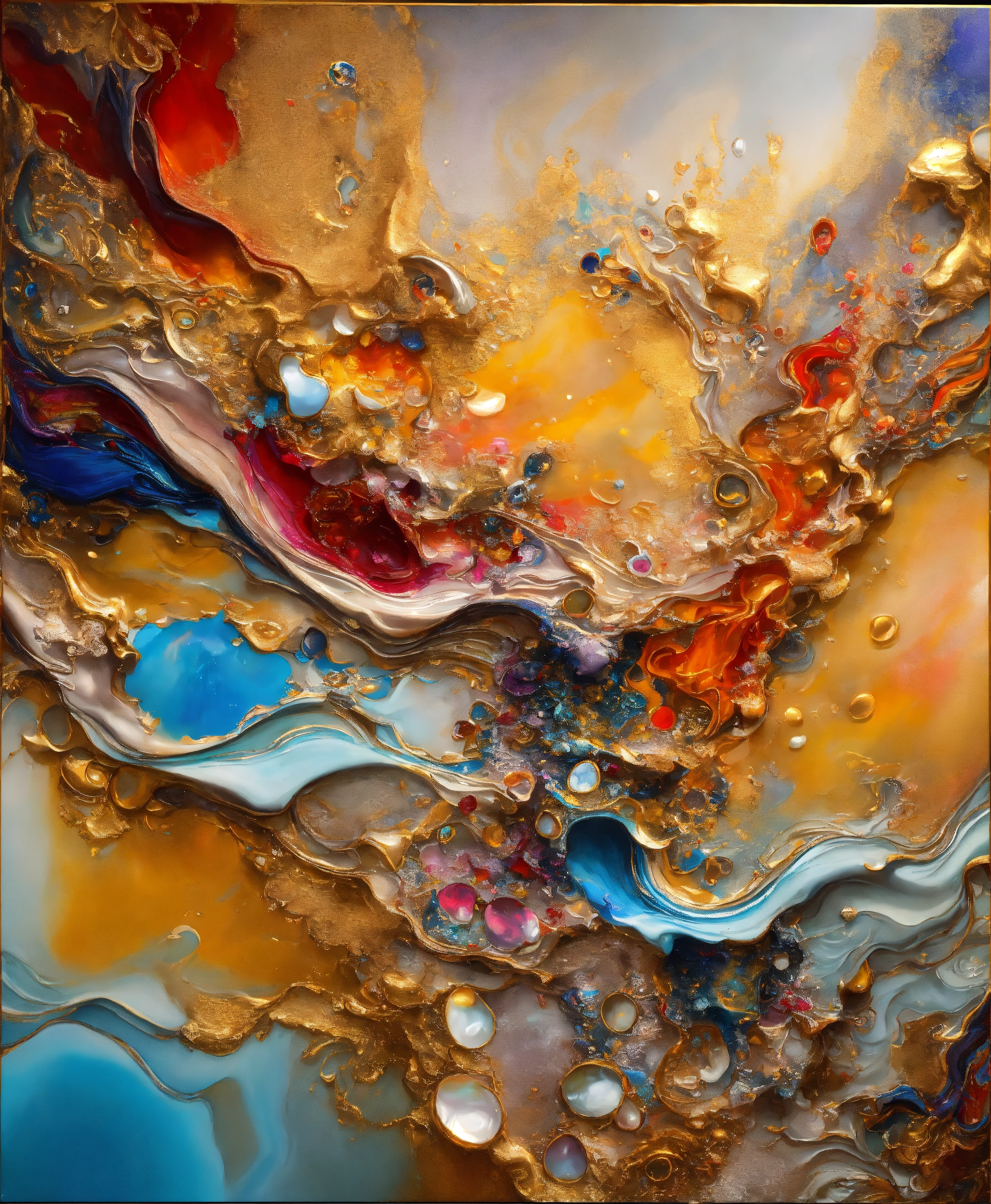 Lexica - Colorful abstract painting oil and water complex complicated ...